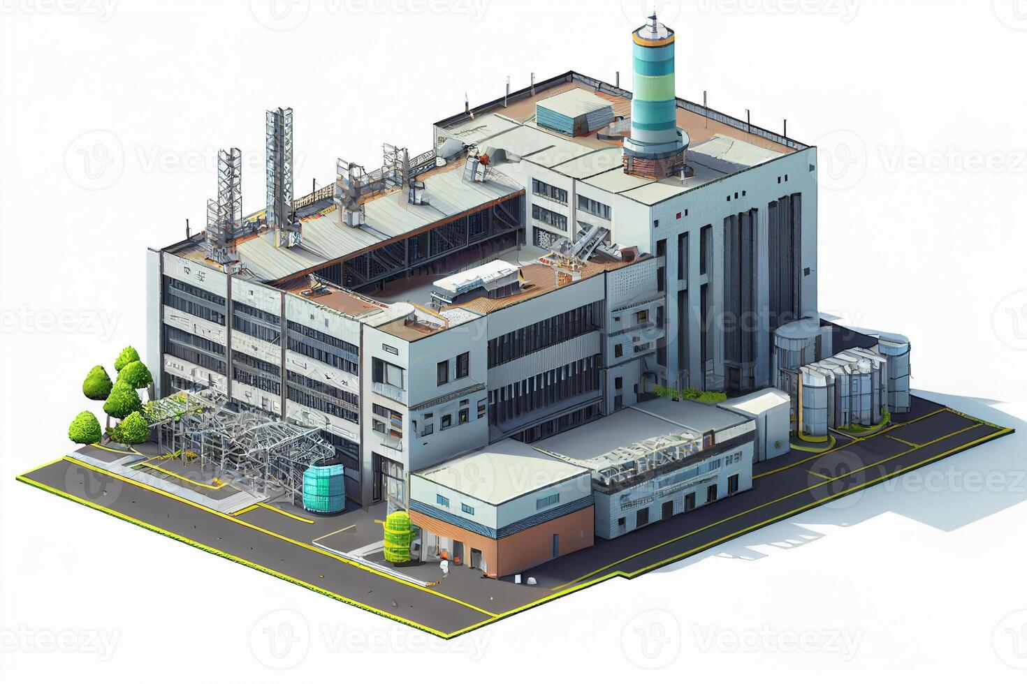 Isometric Commercial Industrial Manufacturing Plant Building ... Isometric Commercial Industrial Manufacturing Plant Building ...