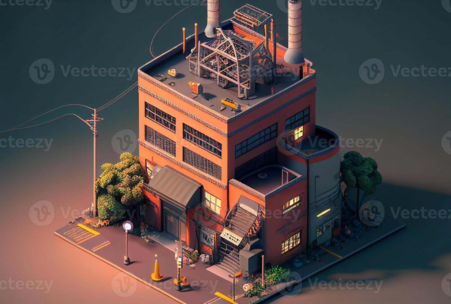 Isometric Commercial Industrial Manufacturing Plant Building ... Isometric Commercial Industrial Manufacturing Plant Building ...