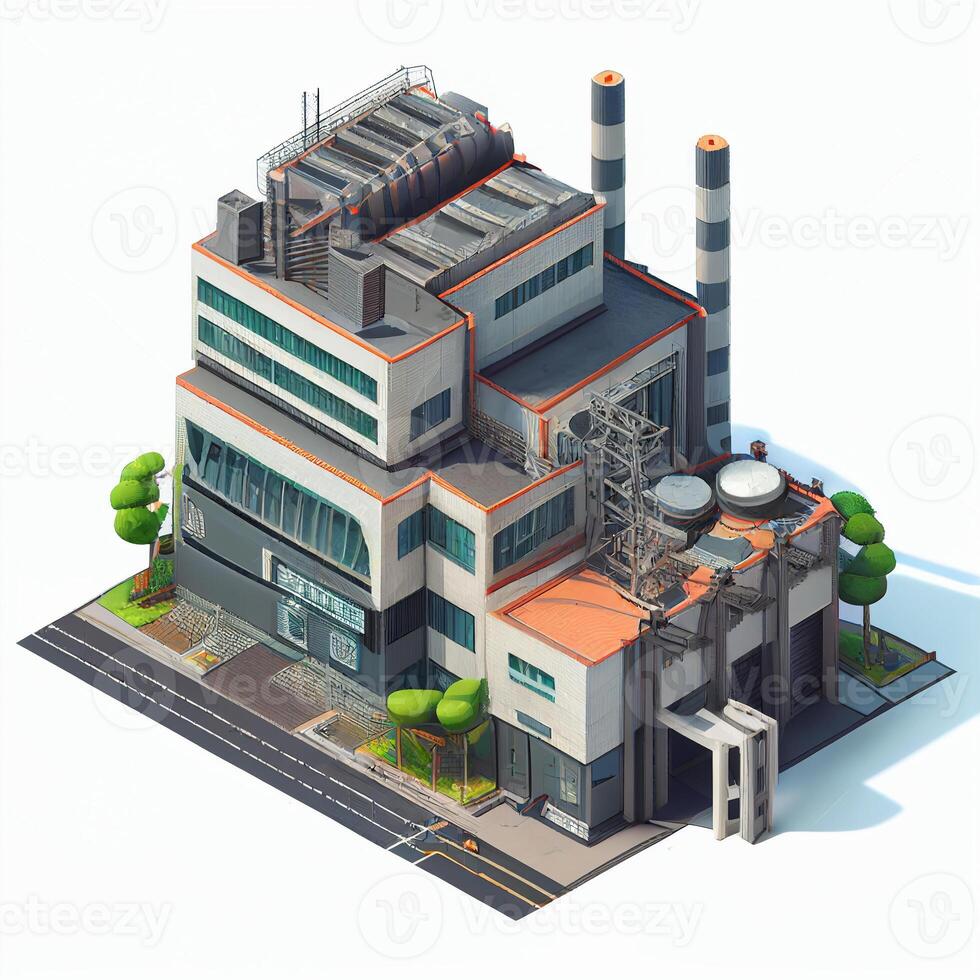 Isometric Commercial Industrial Manufacturing Plant Building ... Isometric Commercial Industrial Manufacturing Plant Building ...