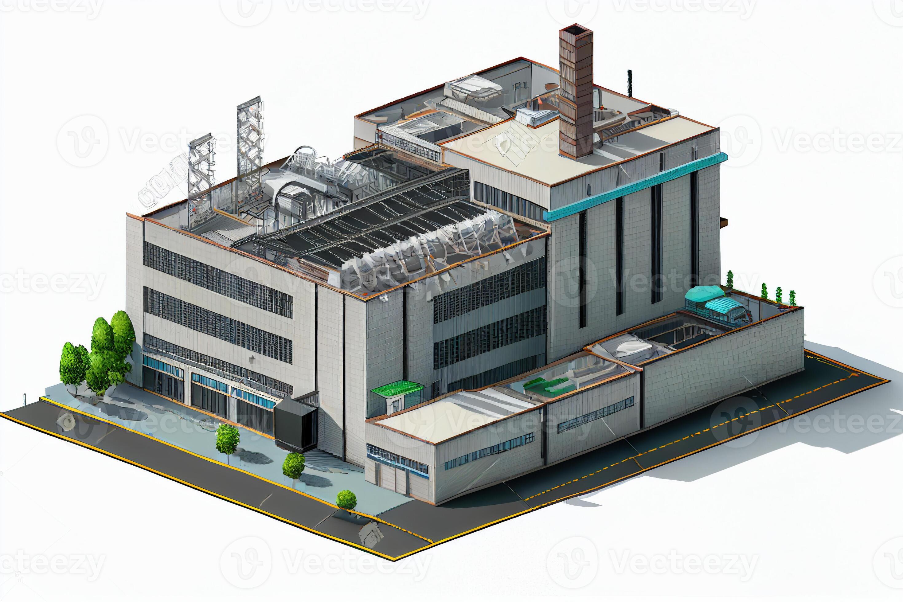 Isometric Commercial Industrial Manufacturing Plant Building ... Isometric Commercial Industrial Manufacturing Plant Building ...