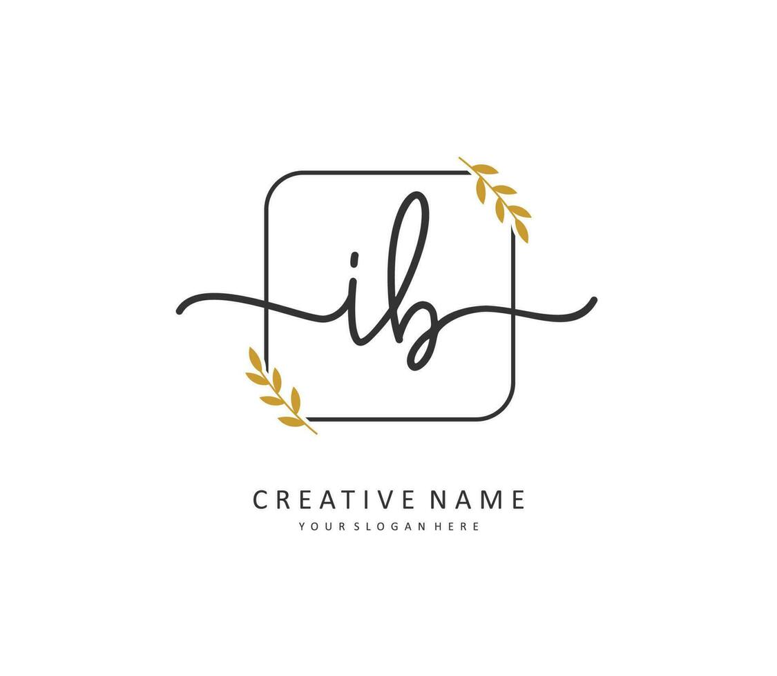 IB Initial letter handwriting and signature logo. A concept handwriting initial logo with ...