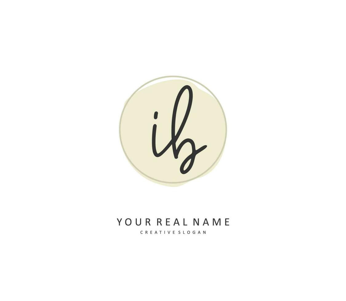 IB Initial letter handwriting and signature logo. A concept handwriting initial logo with ...
