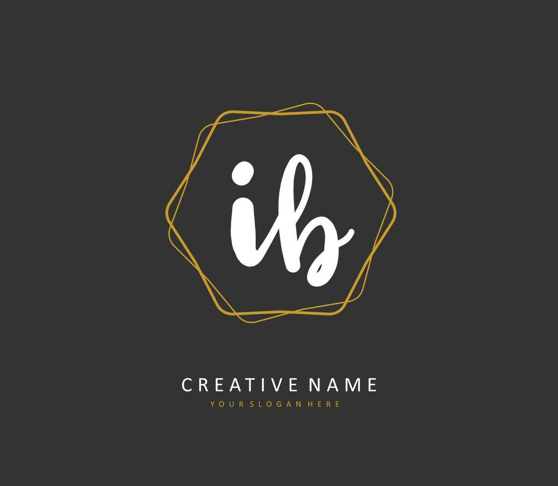 IB Initial letter handwriting and signature logo. A concept handwriting initial logo with ...