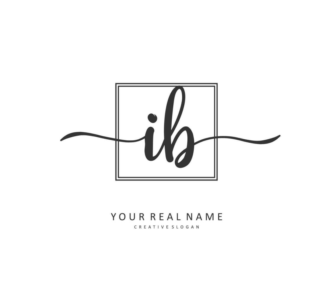 IB Initial letter handwriting and signature logo. A concept handwriting initial logo with ...