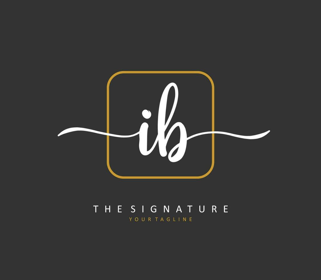 IB Initial letter handwriting and signature logo. A concept handwriting initial logo with ...