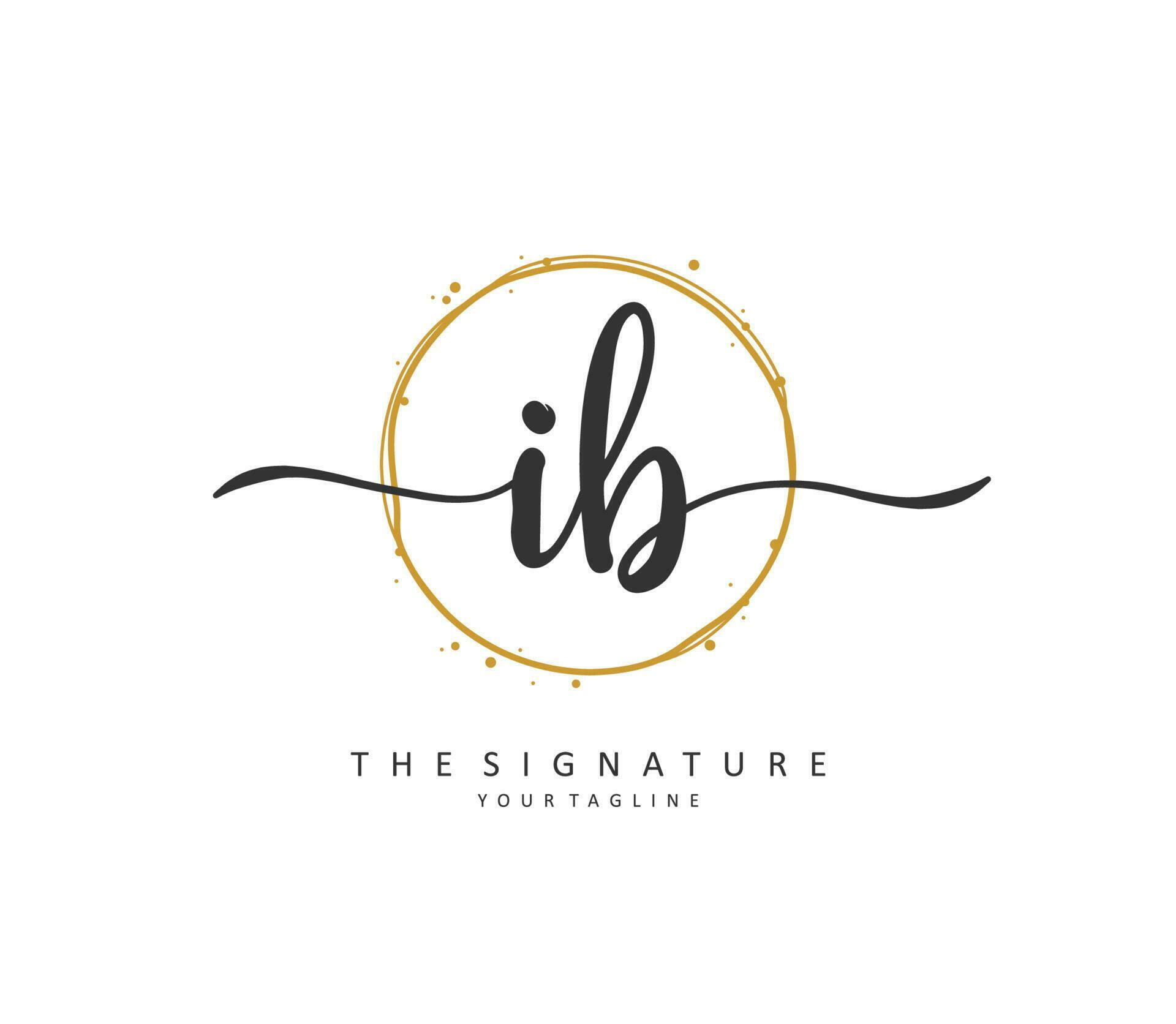 IB Initial letter handwriting and signature logo. A concept handwriting initial logo with ...