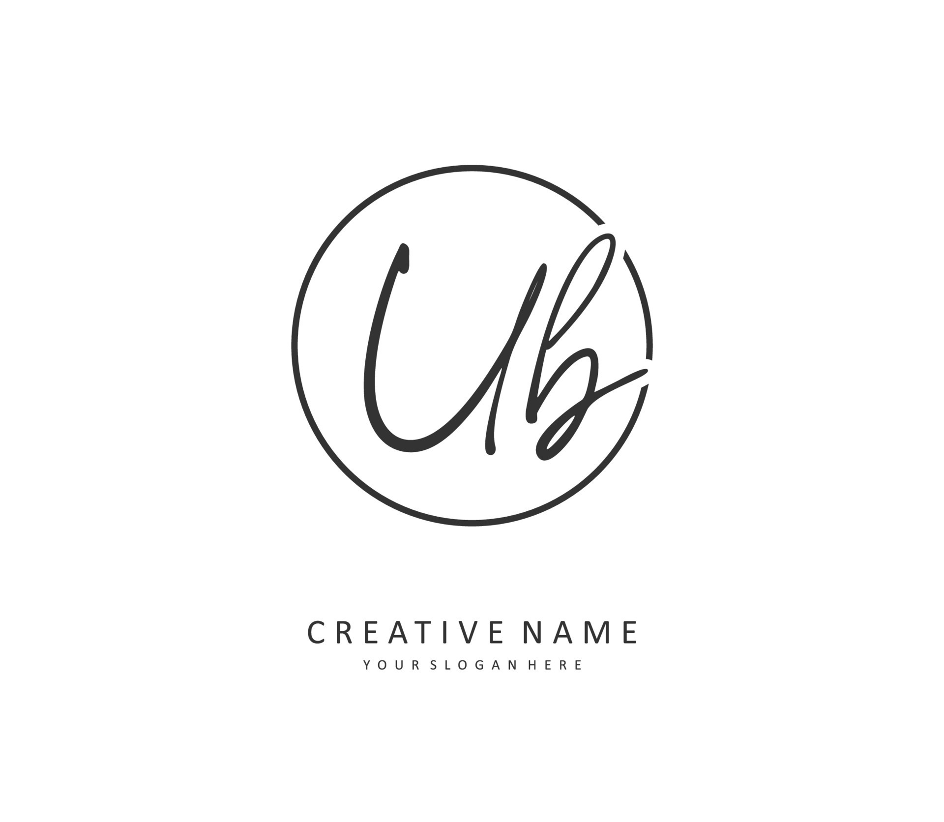 U B UB Initial letter handwriting and signature logo. A concept handwriting initial logo with ...
