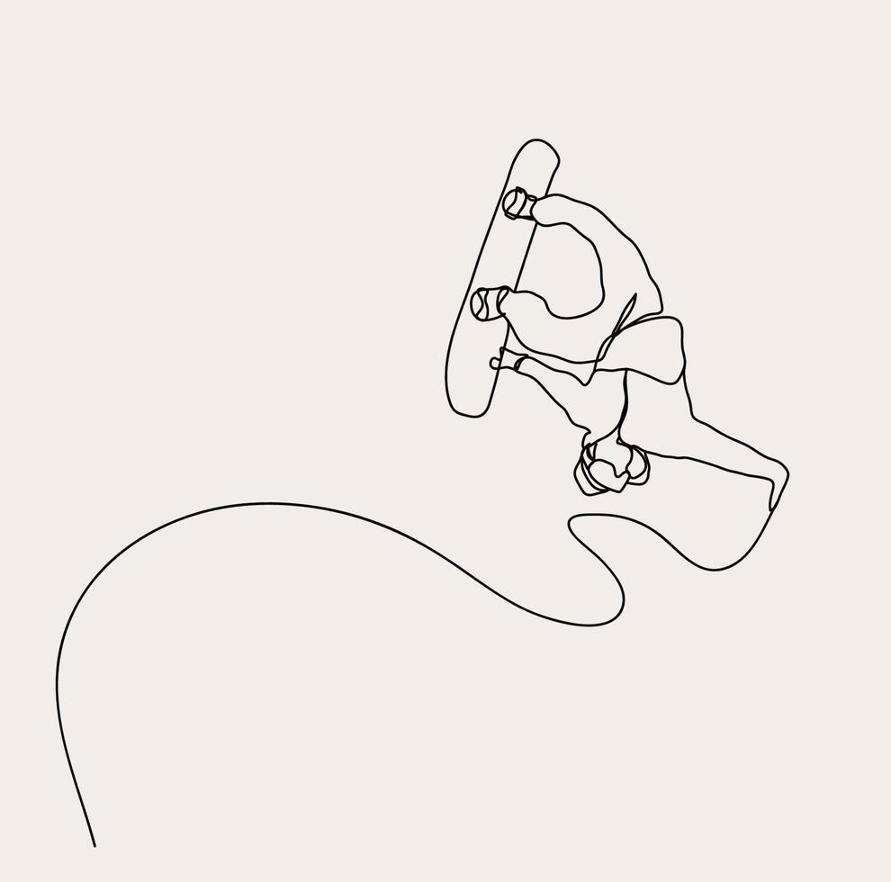 Minimalist Snowboard line art, Winter sport, Extreme, Outline Drawing ...