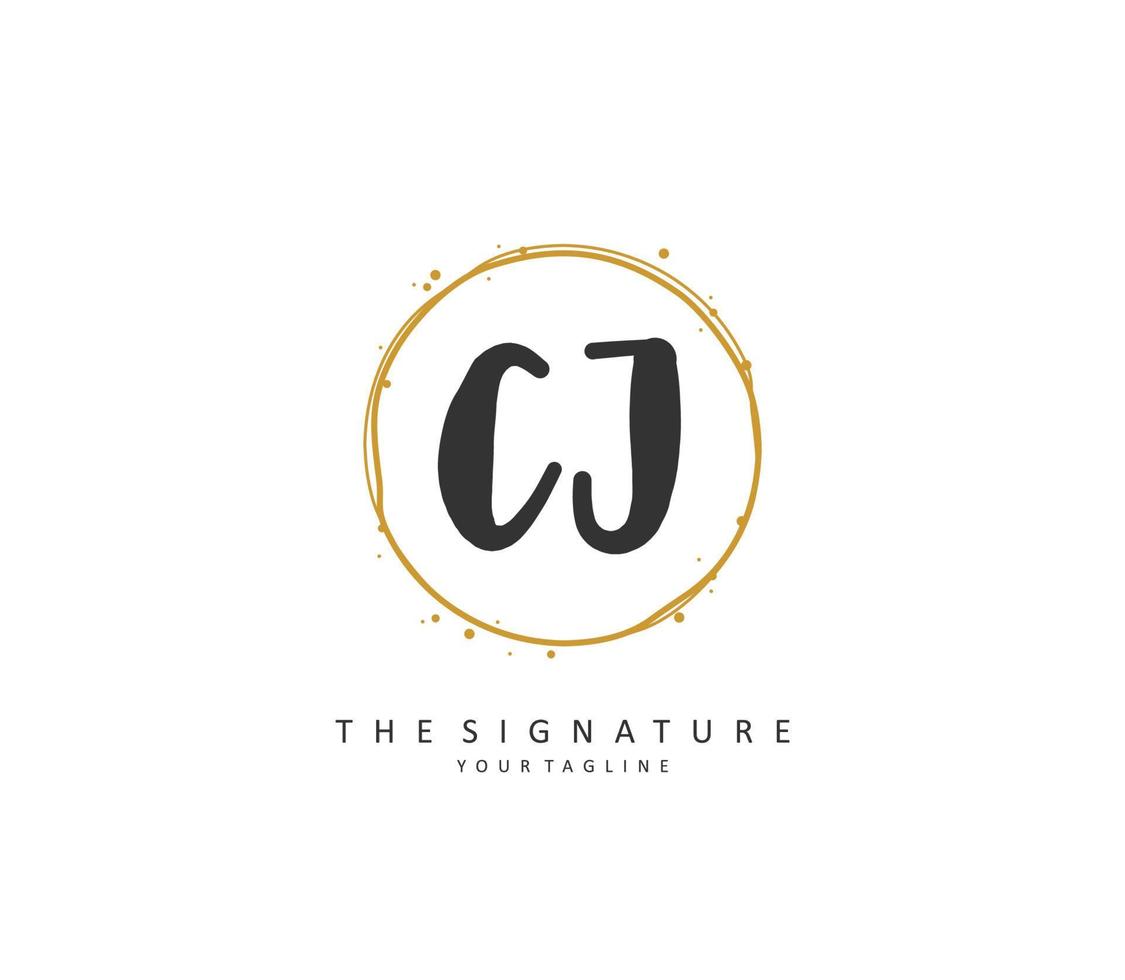 CJ Initial letter handwriting and signature logo. A concept handwriting ...