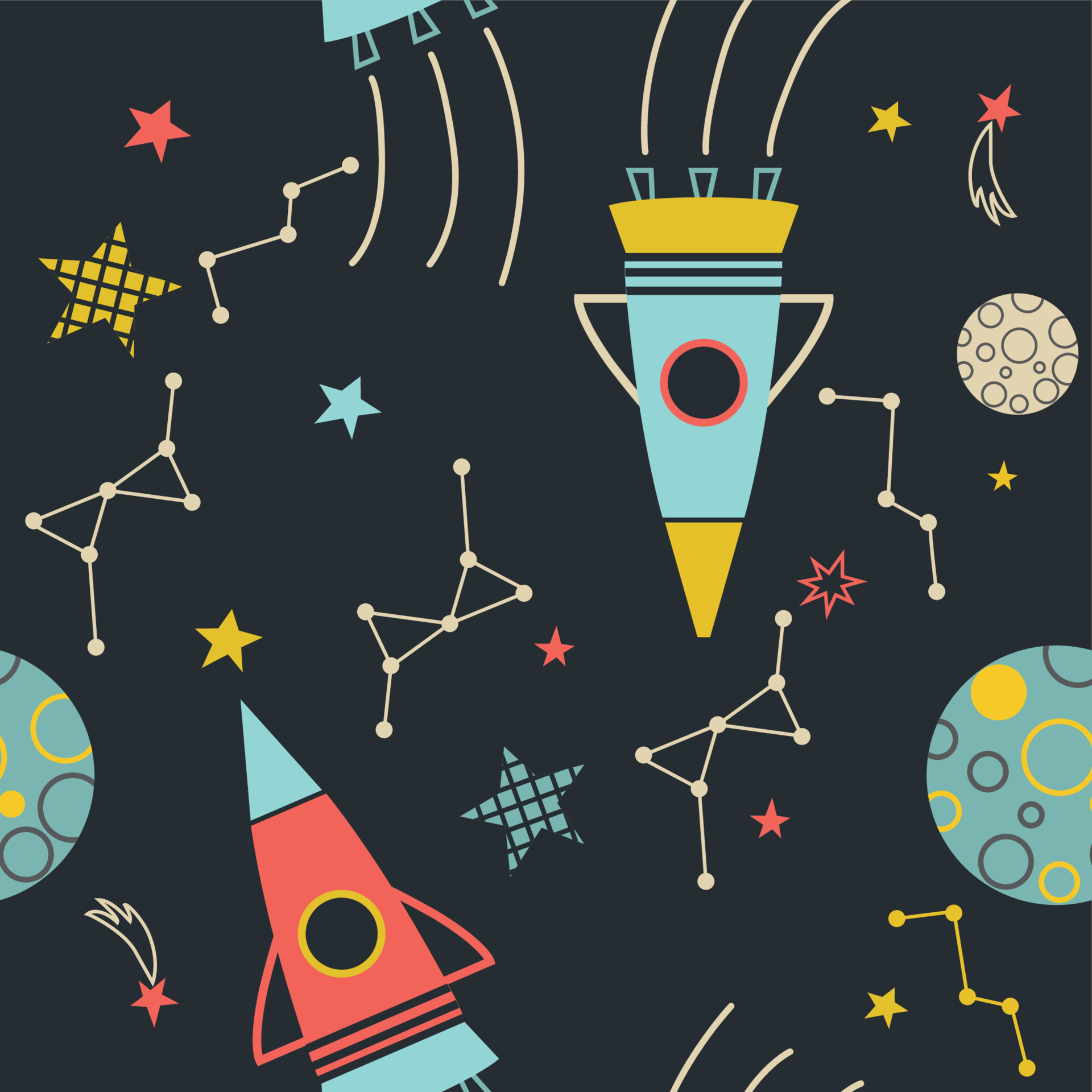 Vector space seamless pattern with planets spaceships galaxy and stars 21934492 Vector Art at ...