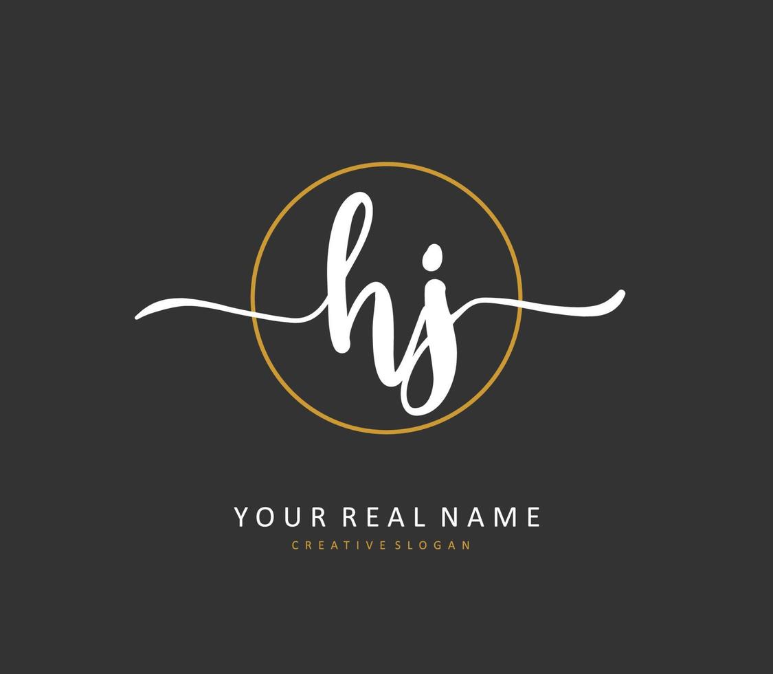 Hj Initial Letter Handwriting And Signature Logo A Concept Handwriting Initial Logo With