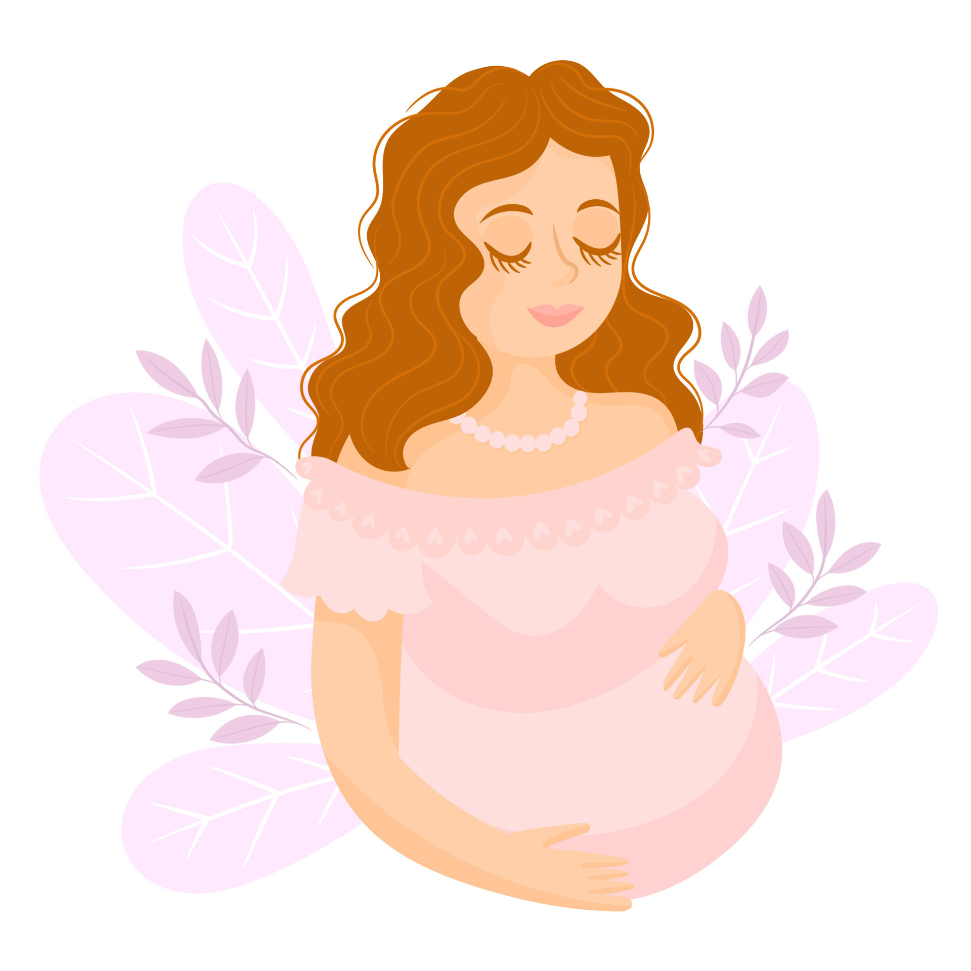Pregnant Woman Future Mom Standing In Nature And Hugging Belly With