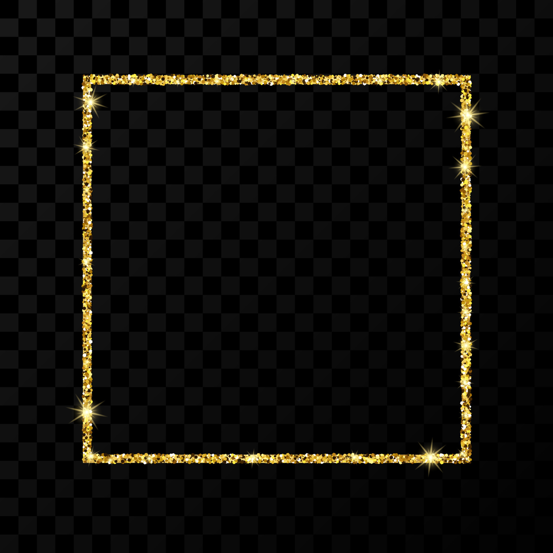 Gold glitter frame. Square frame with shiny stars and sparkles on dark 21941717 Vector Art at ...