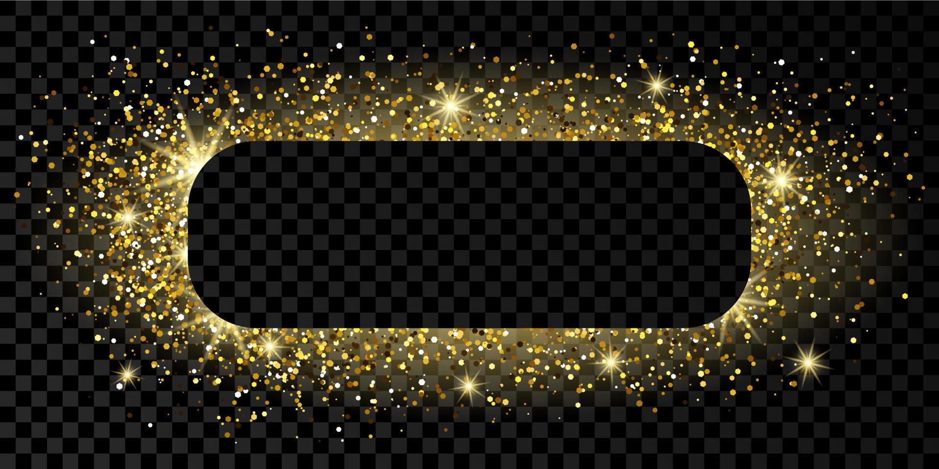 Golden rounded rectangle frame with glitter, sparkles and flares on dark 21941866 Vector Art at ...