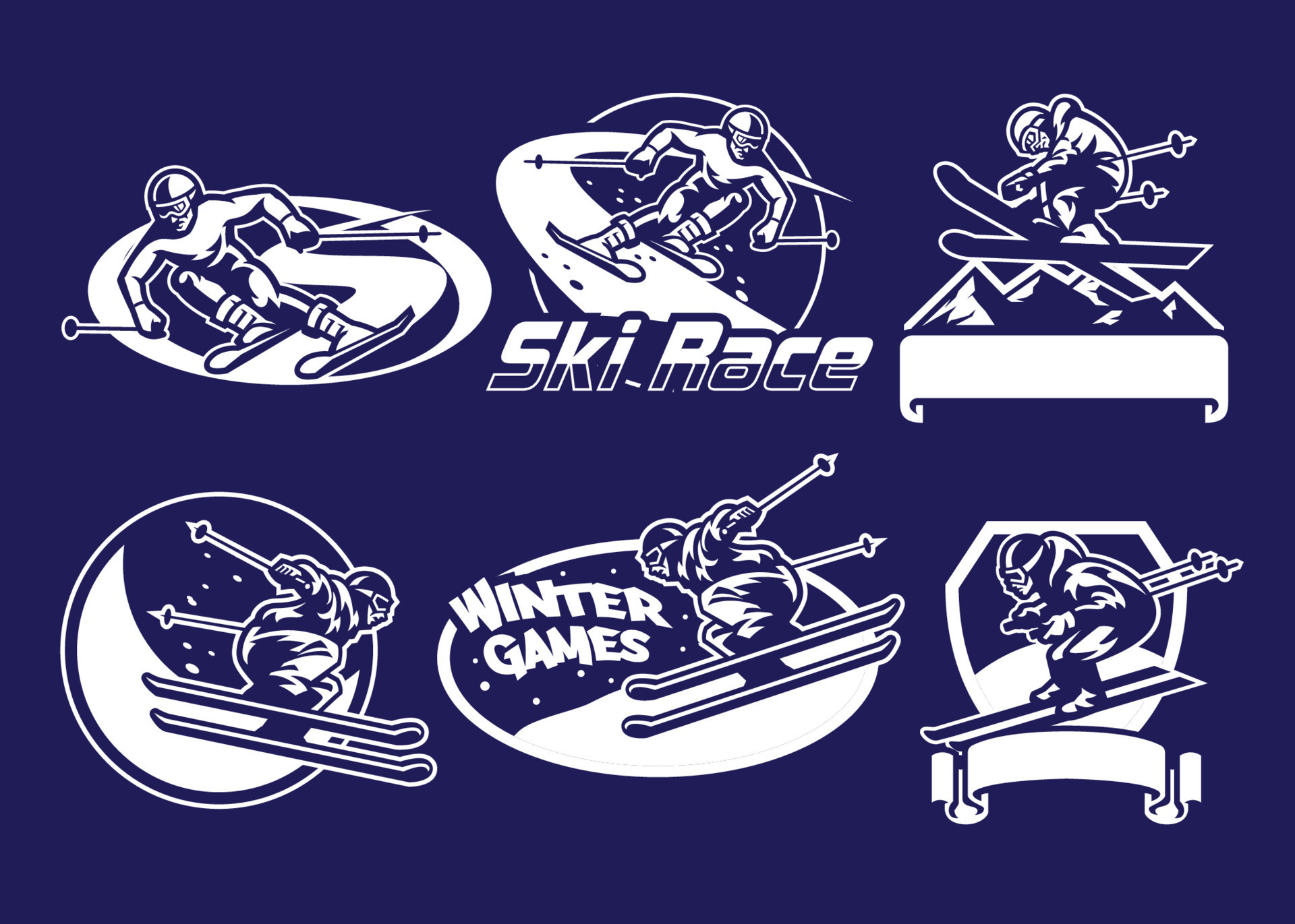 set of skiing badge collection 21943638 Vector Art at Vecteezy