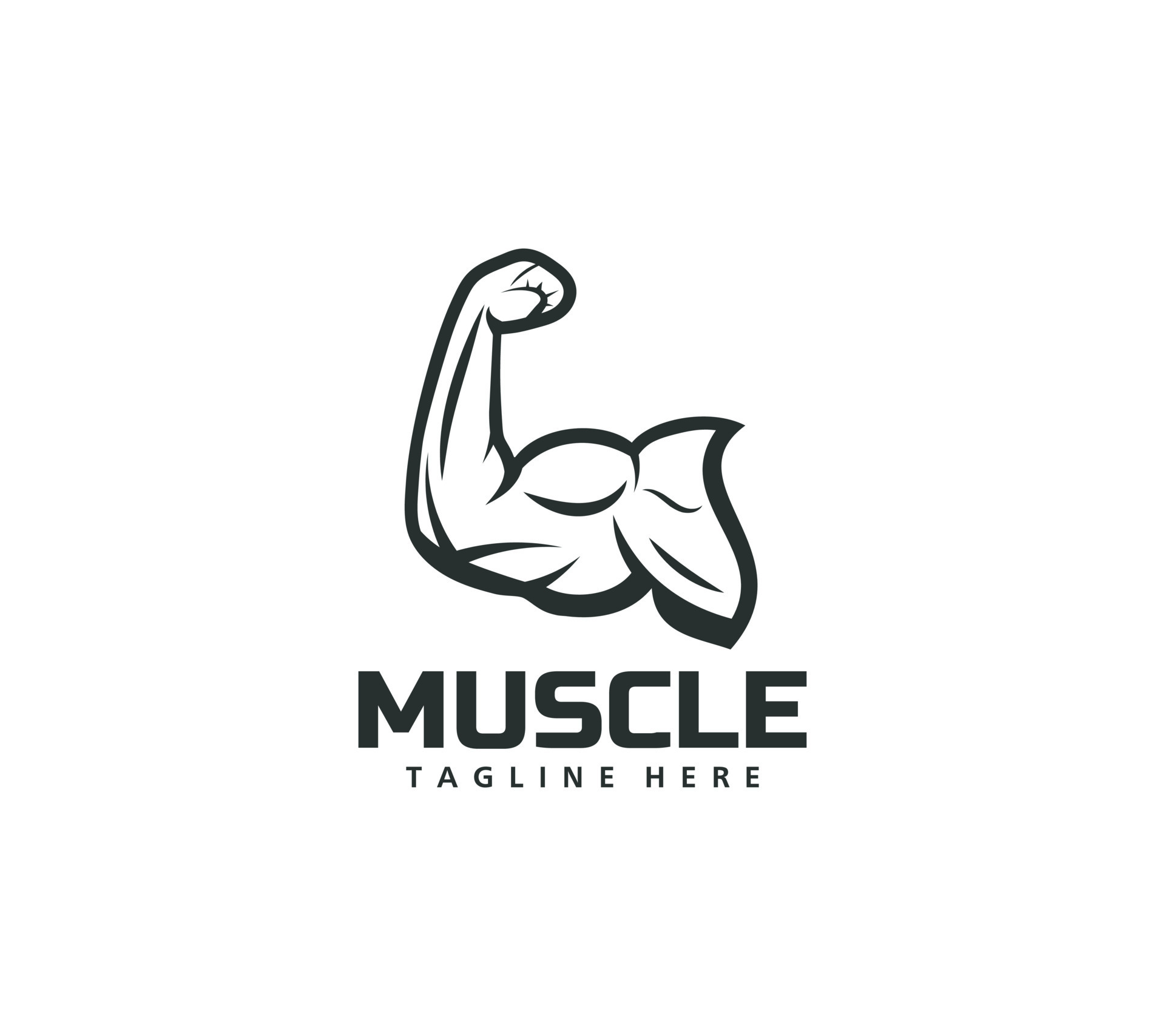 Biceps muscle arm logo design vector illustration on white background ...
