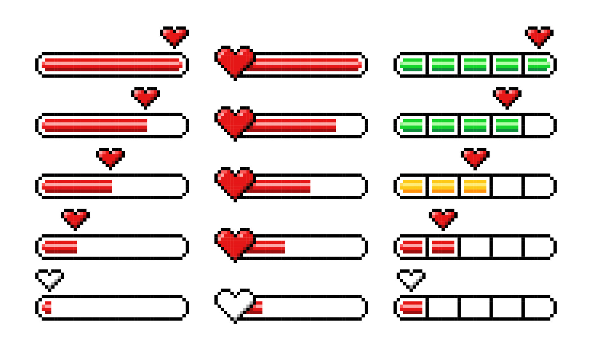Pixel heart loading bars, 8 bit video game assets 21948711 Vector Art ... Pixel heart loading bars, 8 bit video game assets 21948711 Vector Art ...