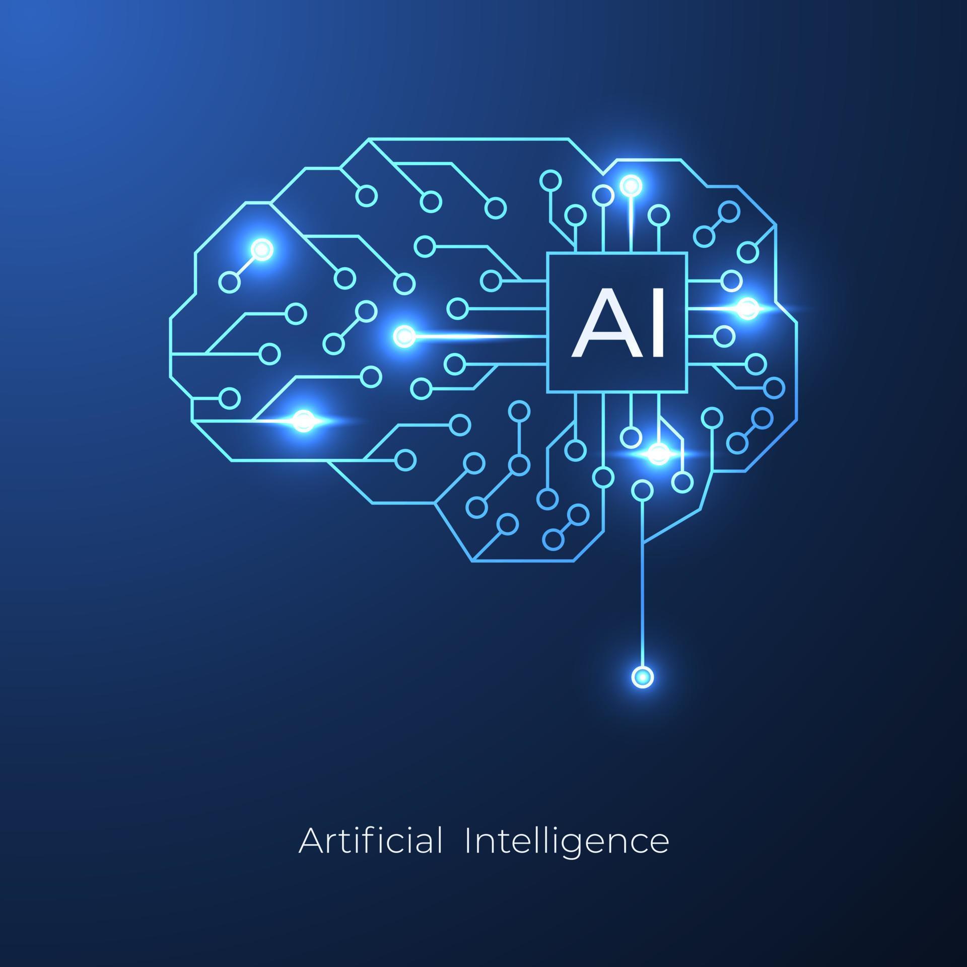 Artificial Intelligence With Human Brain Circuit Electric Background Digital Futuristic Big