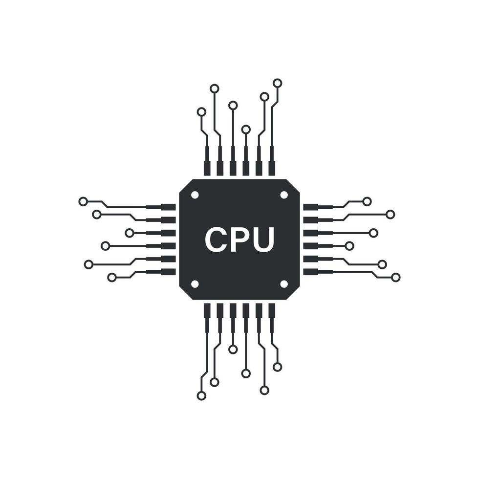 Cpu For Computer And Smartphone Icon In Flat Style Processor Chipset