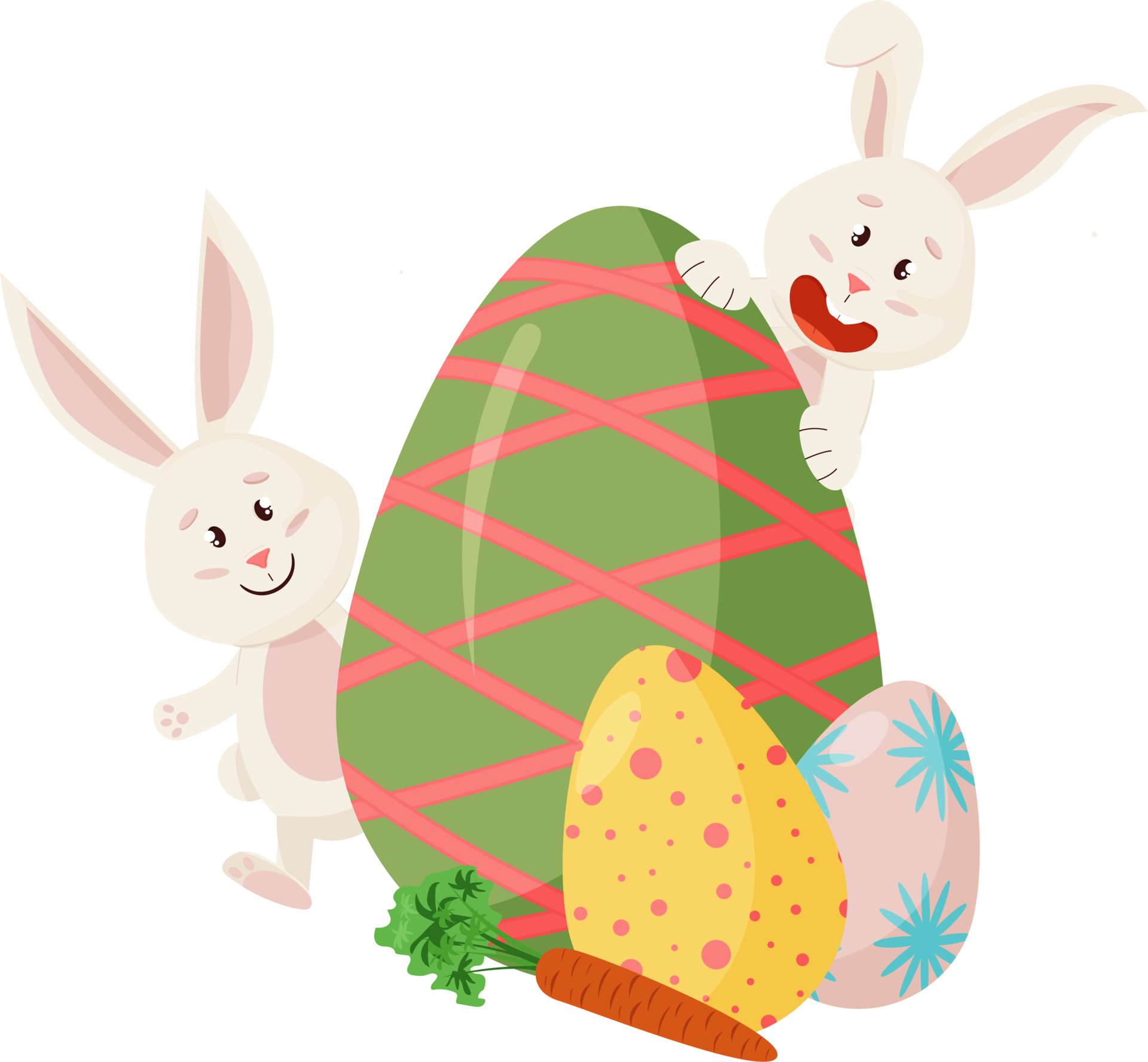 Free Bunnies Character Peeks Out From Eggs Carrot Funny Happy