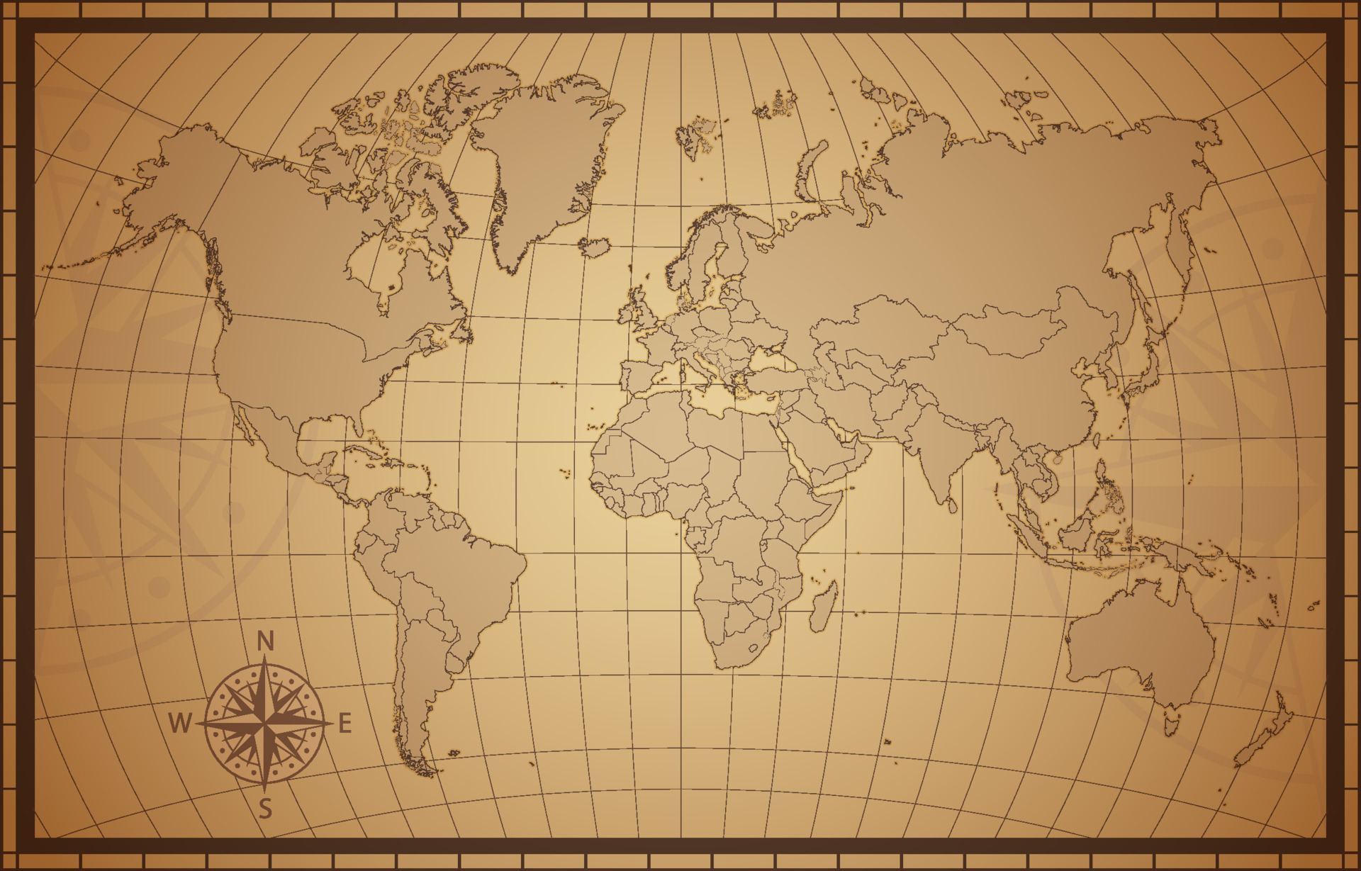 Brown Vintage Outline World Map 21955421 Vector Art at Vecteezy