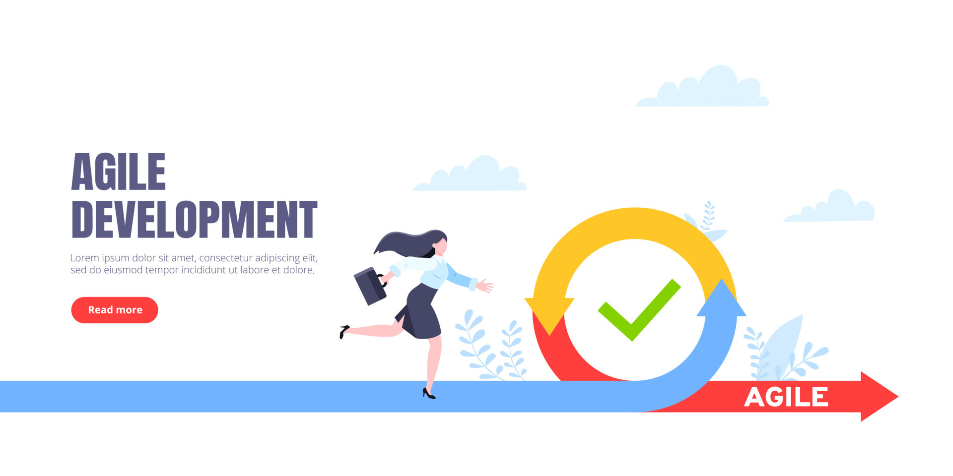 Agile development methodology business concept flat style design vector ...