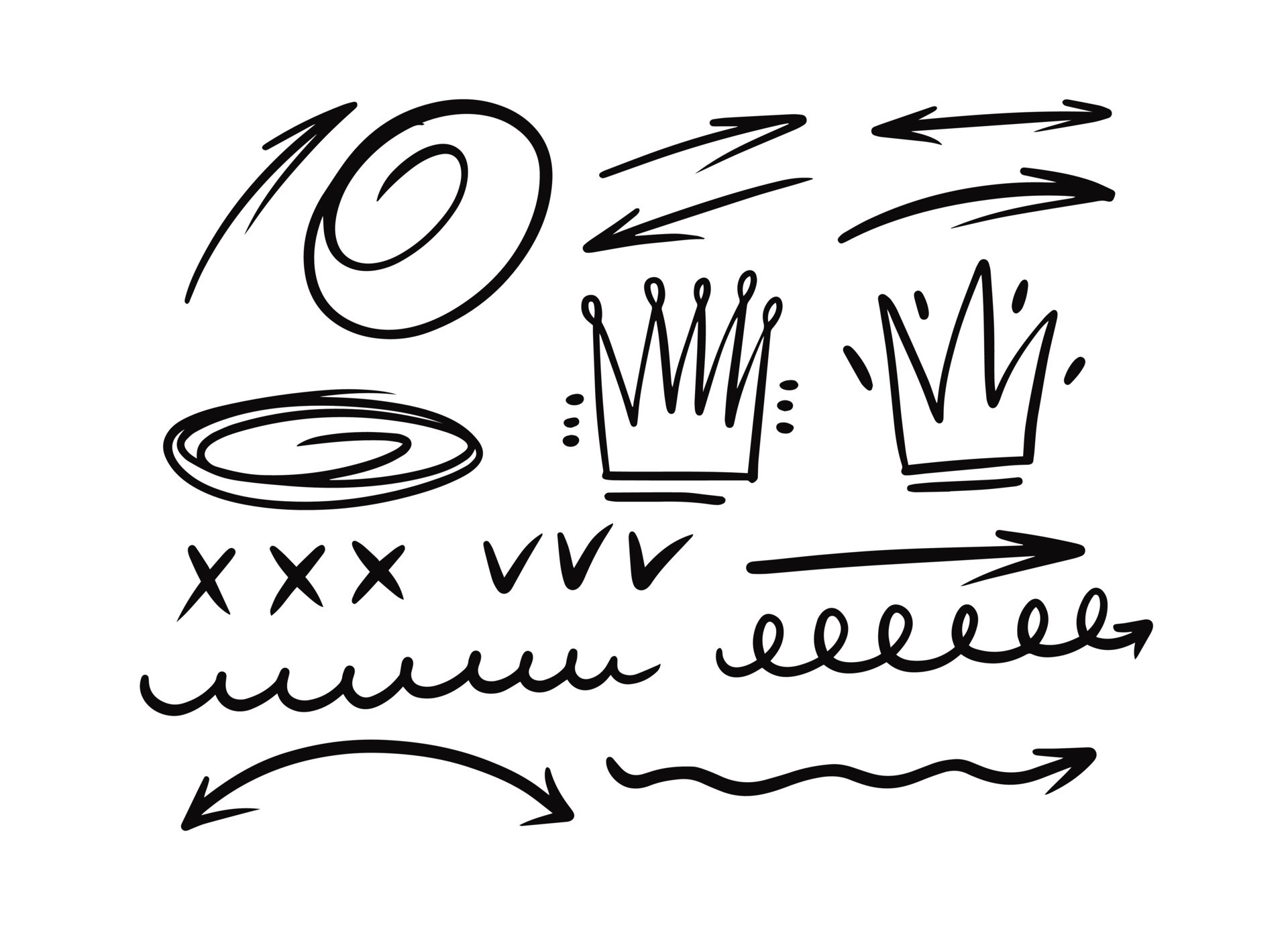 Arrow black color set collection. Hand drawn scketch style. 21959378 ...