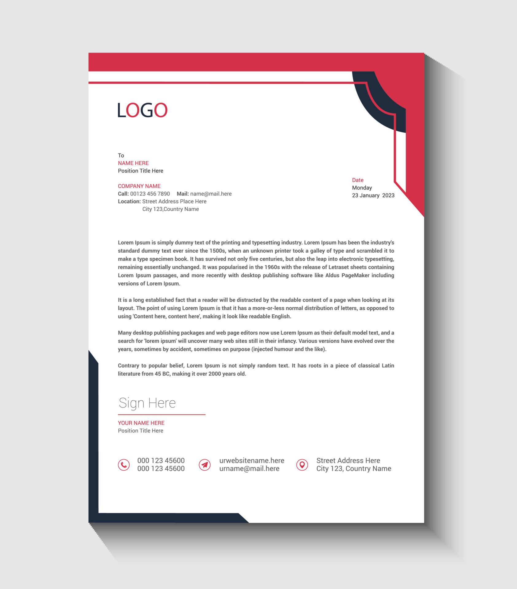 Red color letterhead design 21960152 Vector Art at Vecteezy Red color letterhead design 21960152 Vector Art at Vecteezy