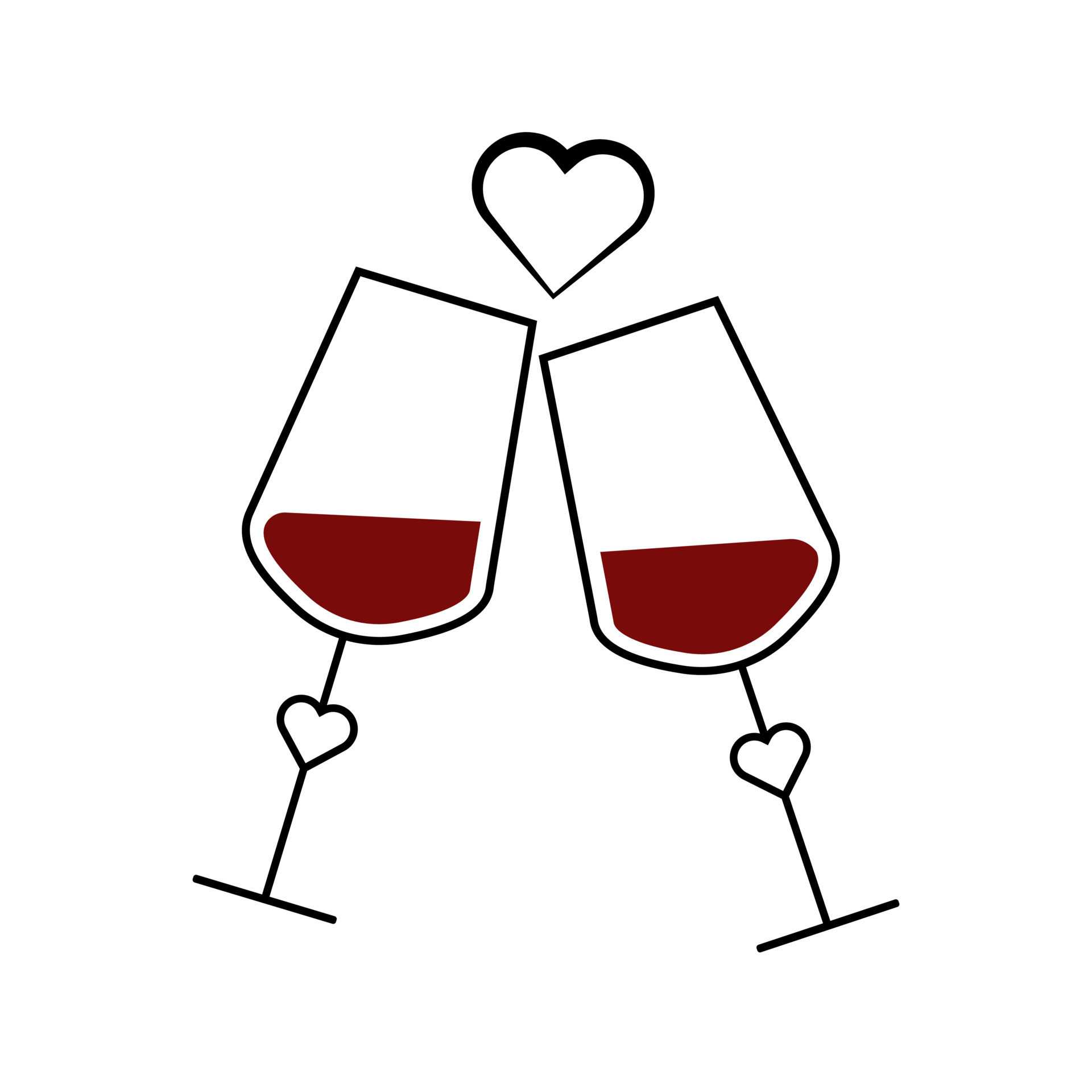Valentines day, two wine glasses with hearts, flat design, vector ... Valentines day, two wine glasses with hearts, flat design, vector ...