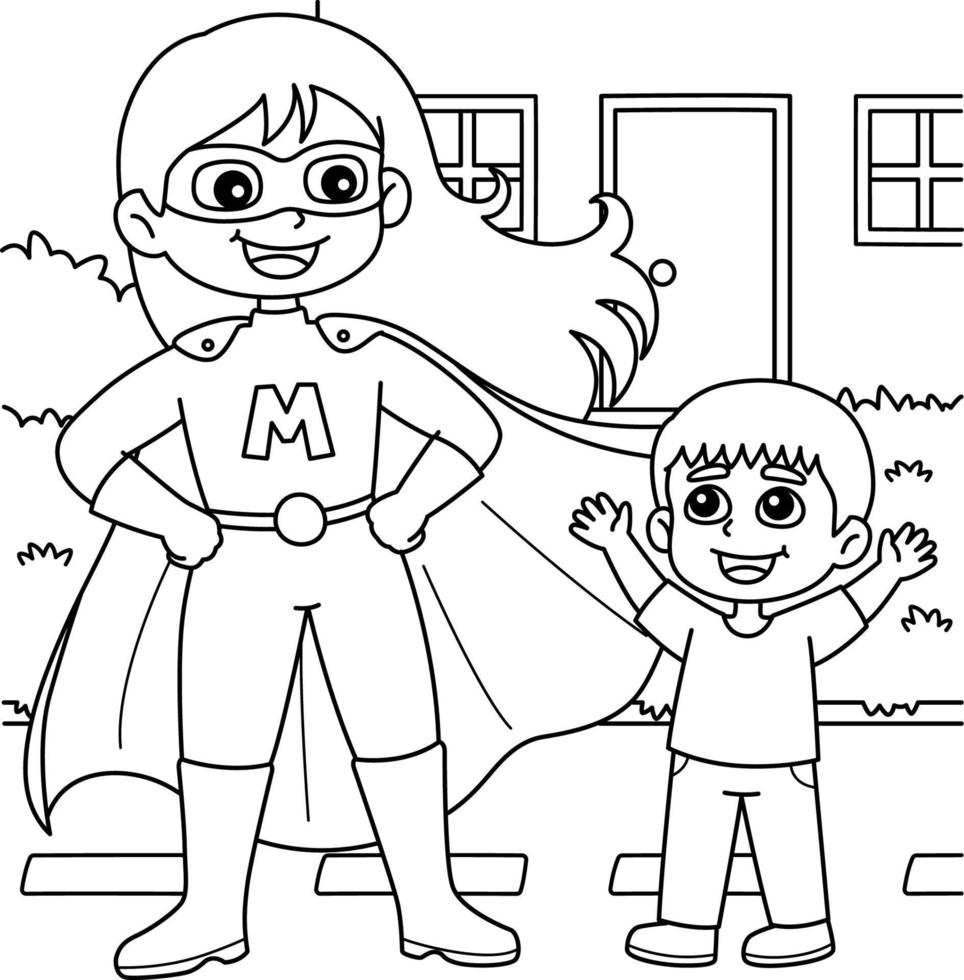 Mothers Day Supermom Coloring Page for Kids 21964595 Vector Art at Vecteezy