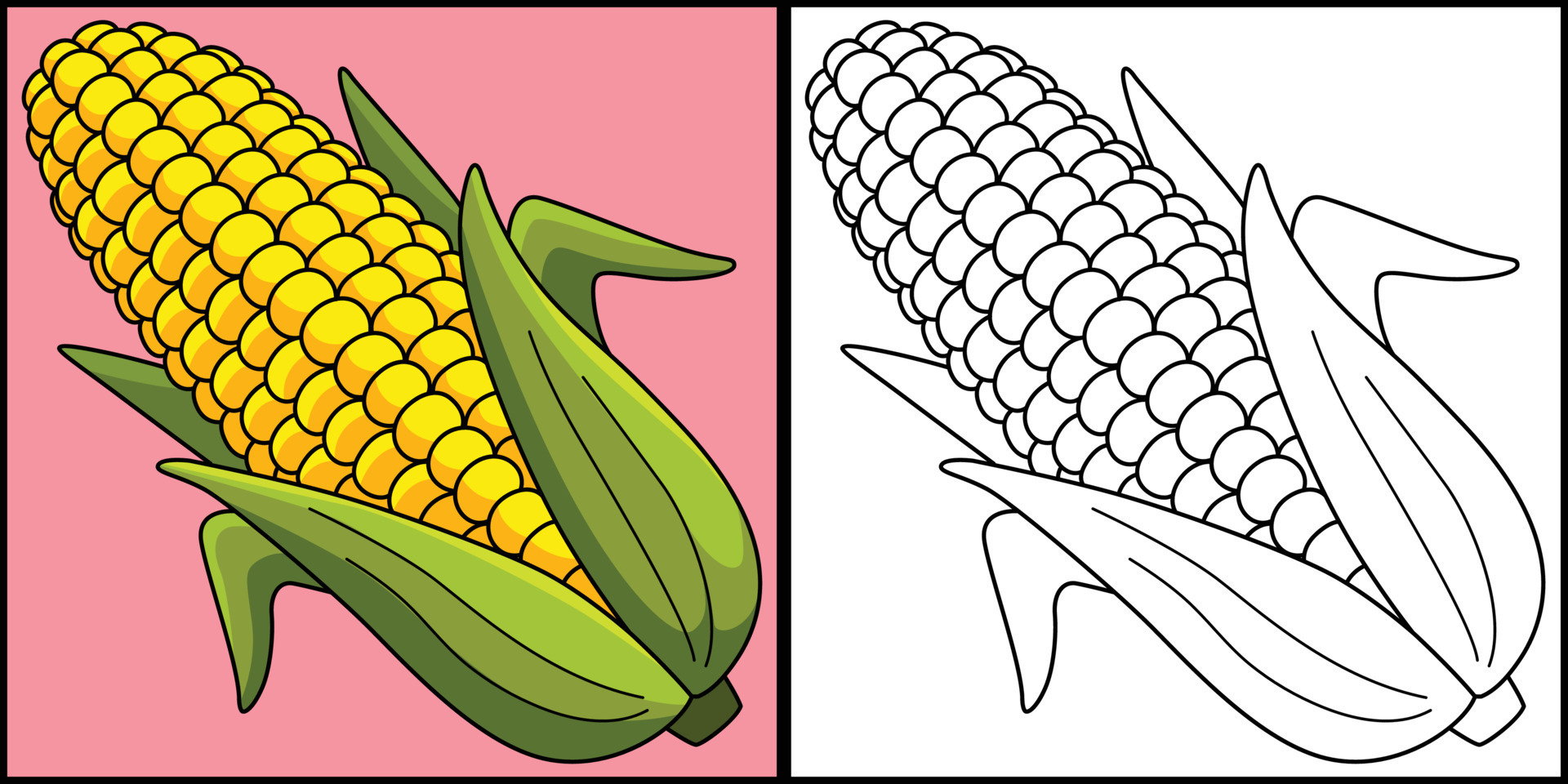 Corn Fruit Coloring Page Colored Illustration 21964657 Vector Art at ...