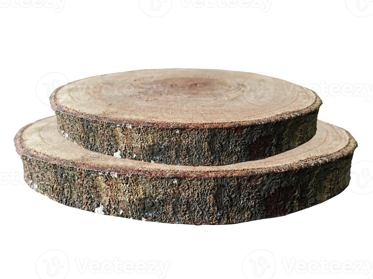 Round wooden for product presentation on a transparent background. eco style and minimalism ...