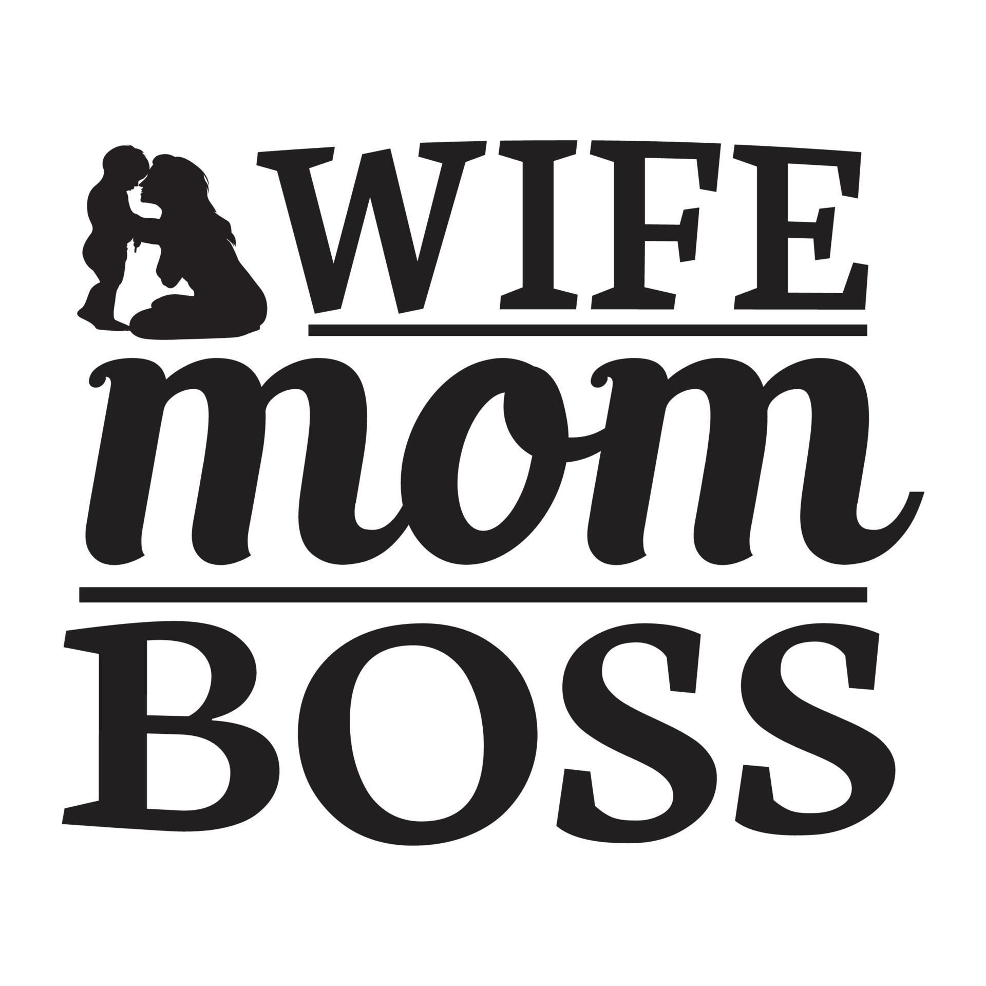 Wife Mom Boss Funny Hand Lettering Quote Apparel Printable Print Mug
