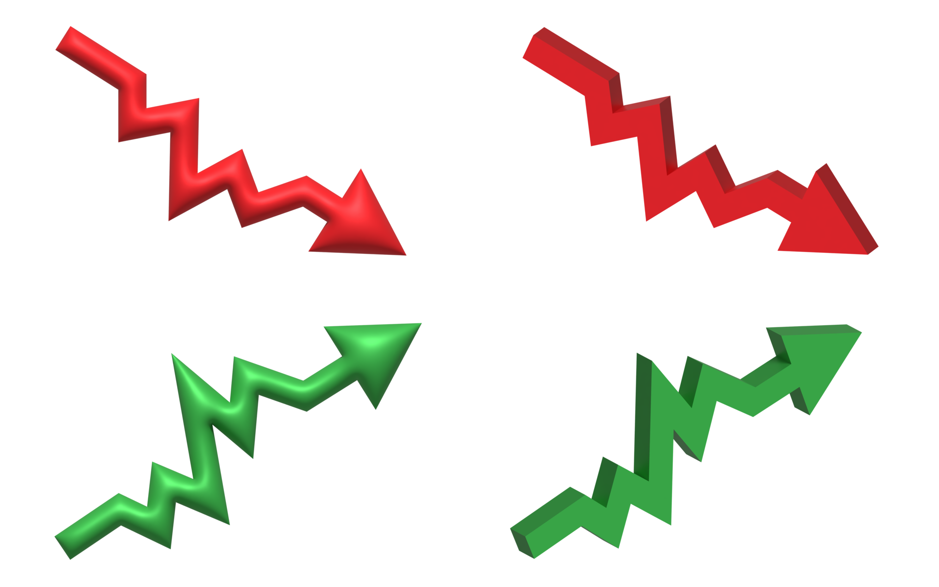 Chart with red arrow down and arrow green up isolated on white ... Chart with red arrow down and arrow green up isolated on white ...