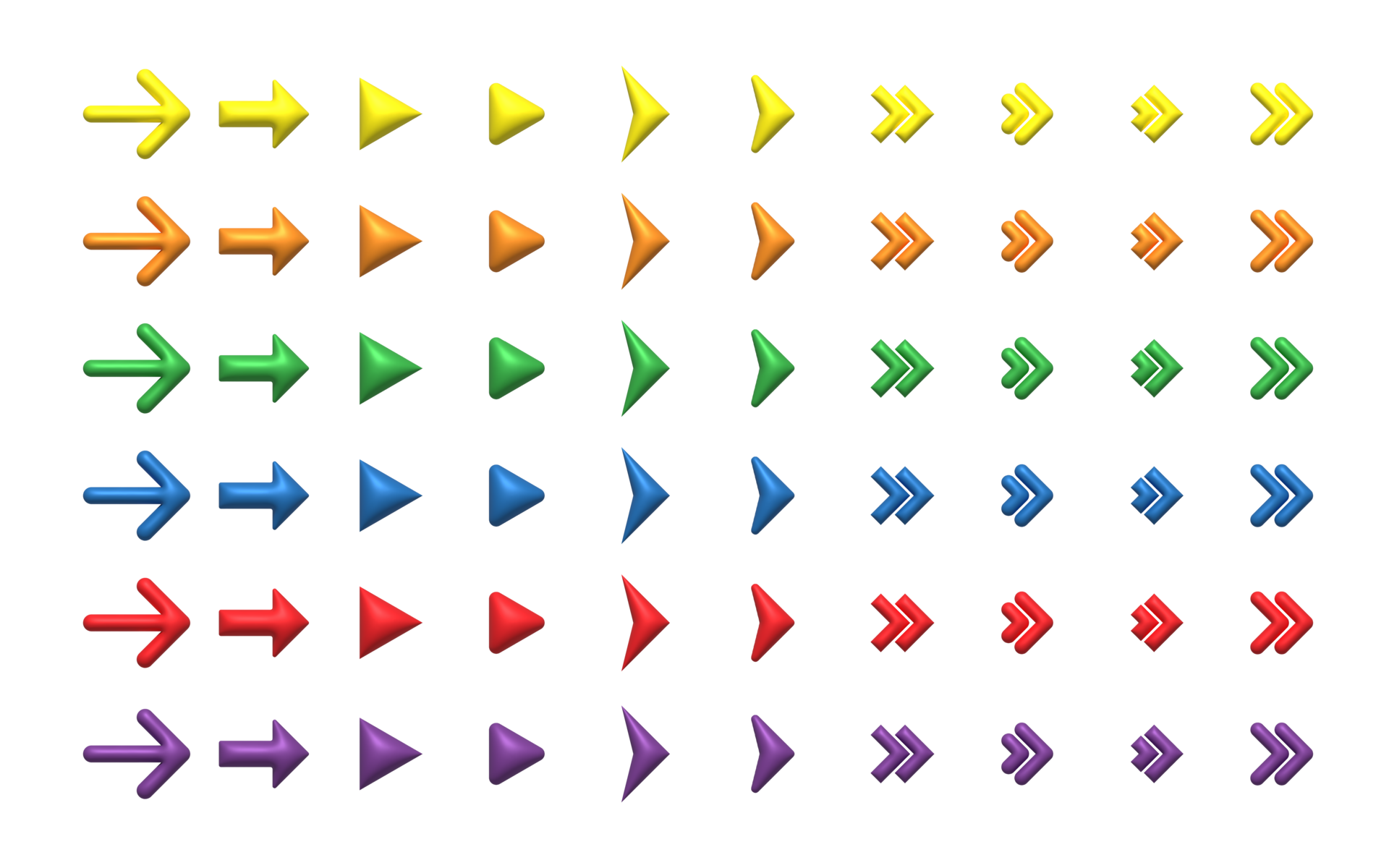 Colorful 3d Arrow Icon Set Isolated On White Background Arrow Pointer Mouse Cursor Cartoon