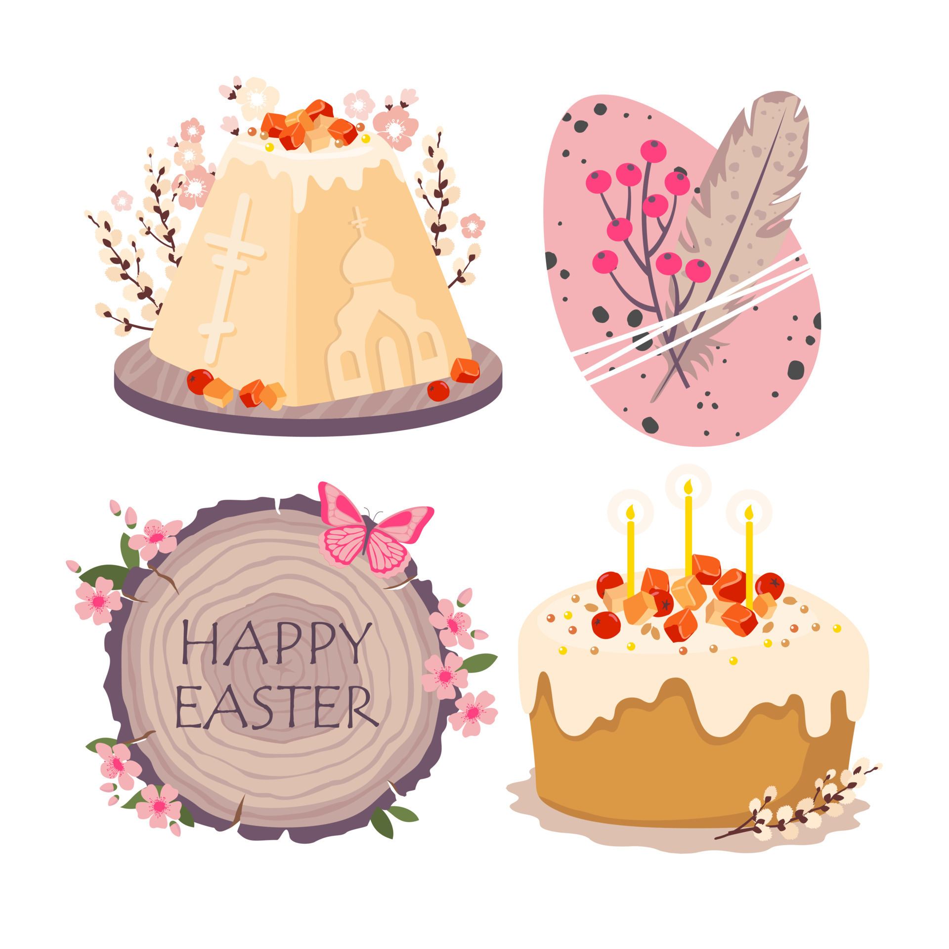 EASTER ELEMENTS SET 21968736 Vector Art at Vecteezy
