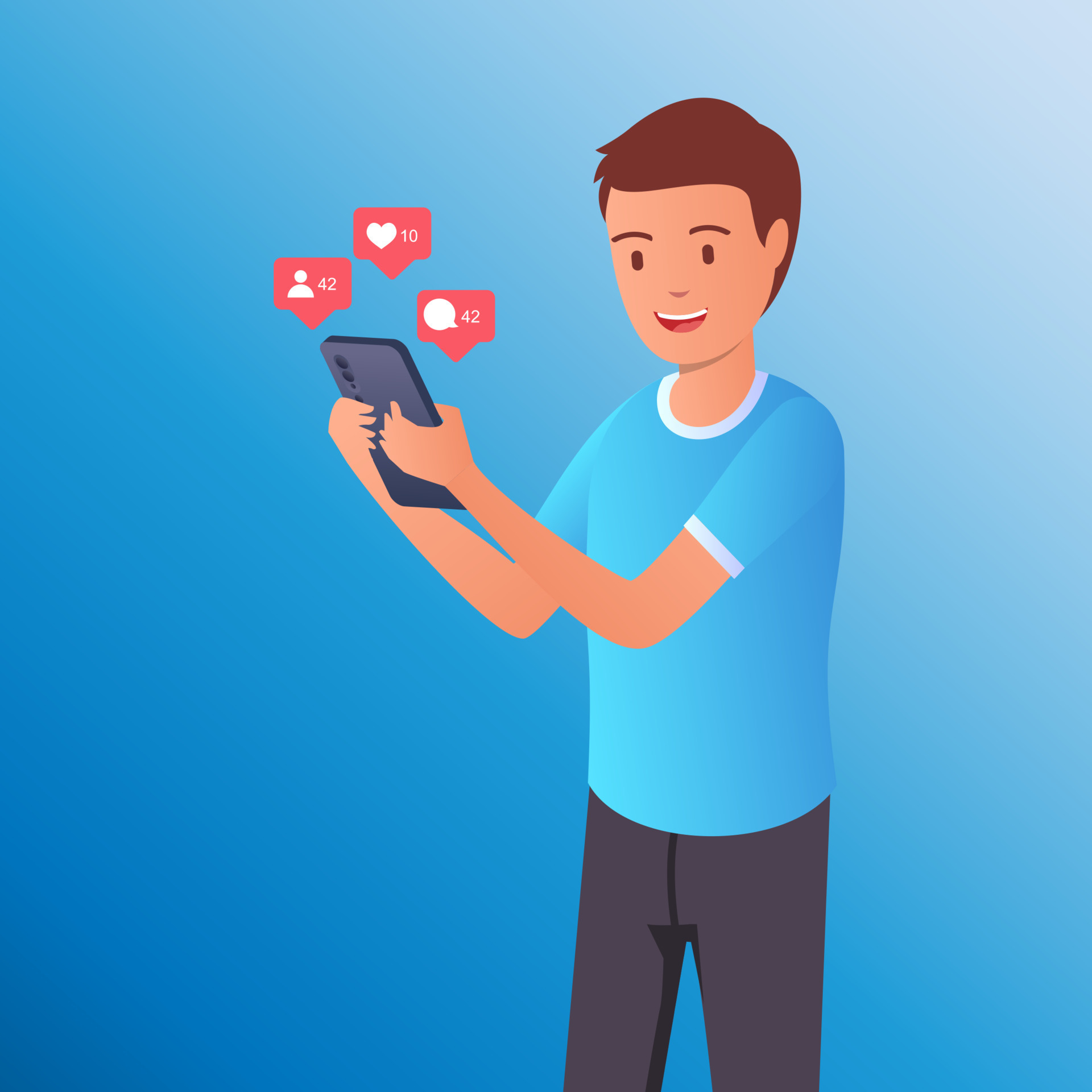 Young people social media texting messages in chat using smartphone ...