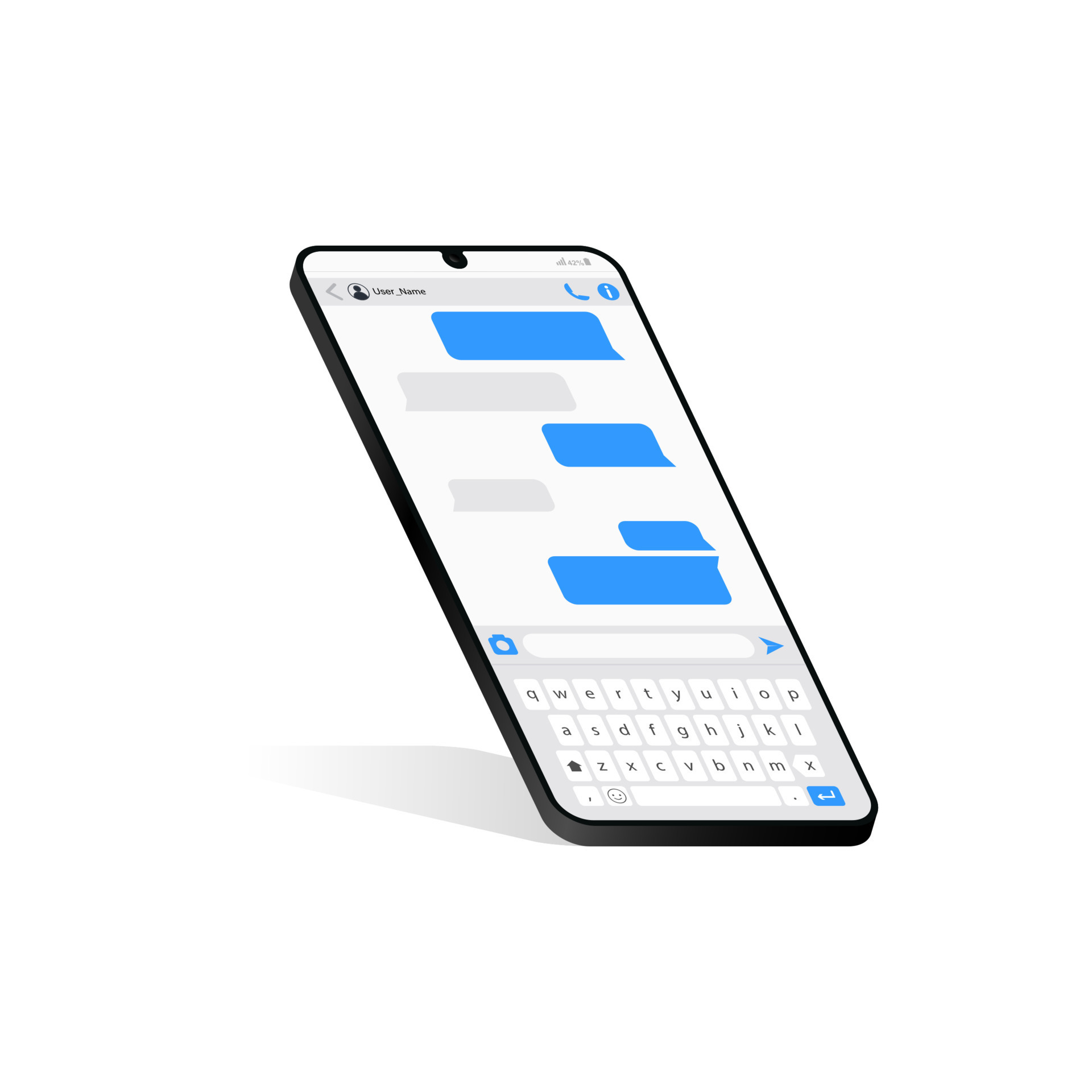 Realistic vector smartphone text message vector illustration. Social ...