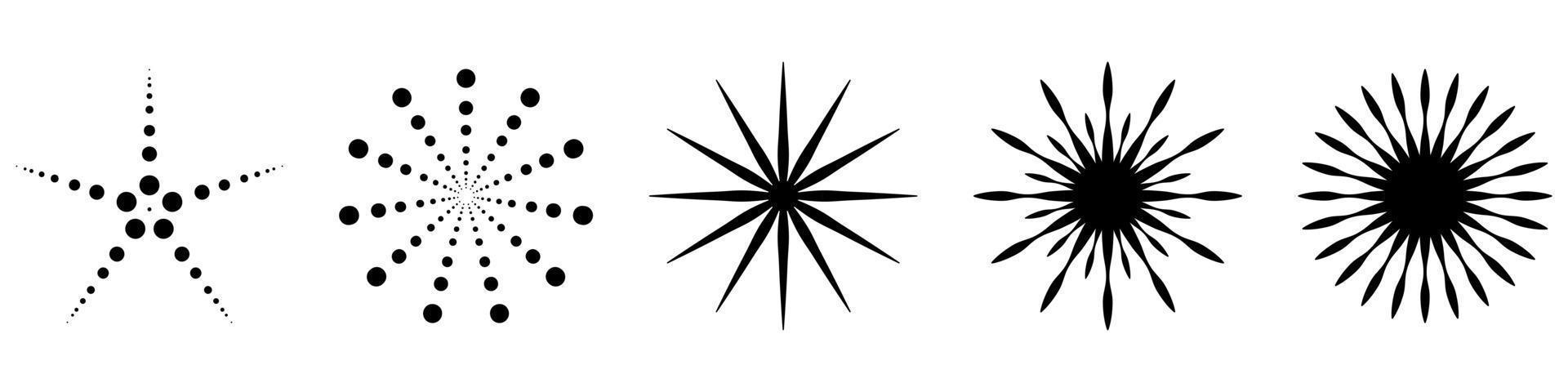 Icon set of Circle star burst ray design element. Flat vector illustration 21969227 Vector Art ...