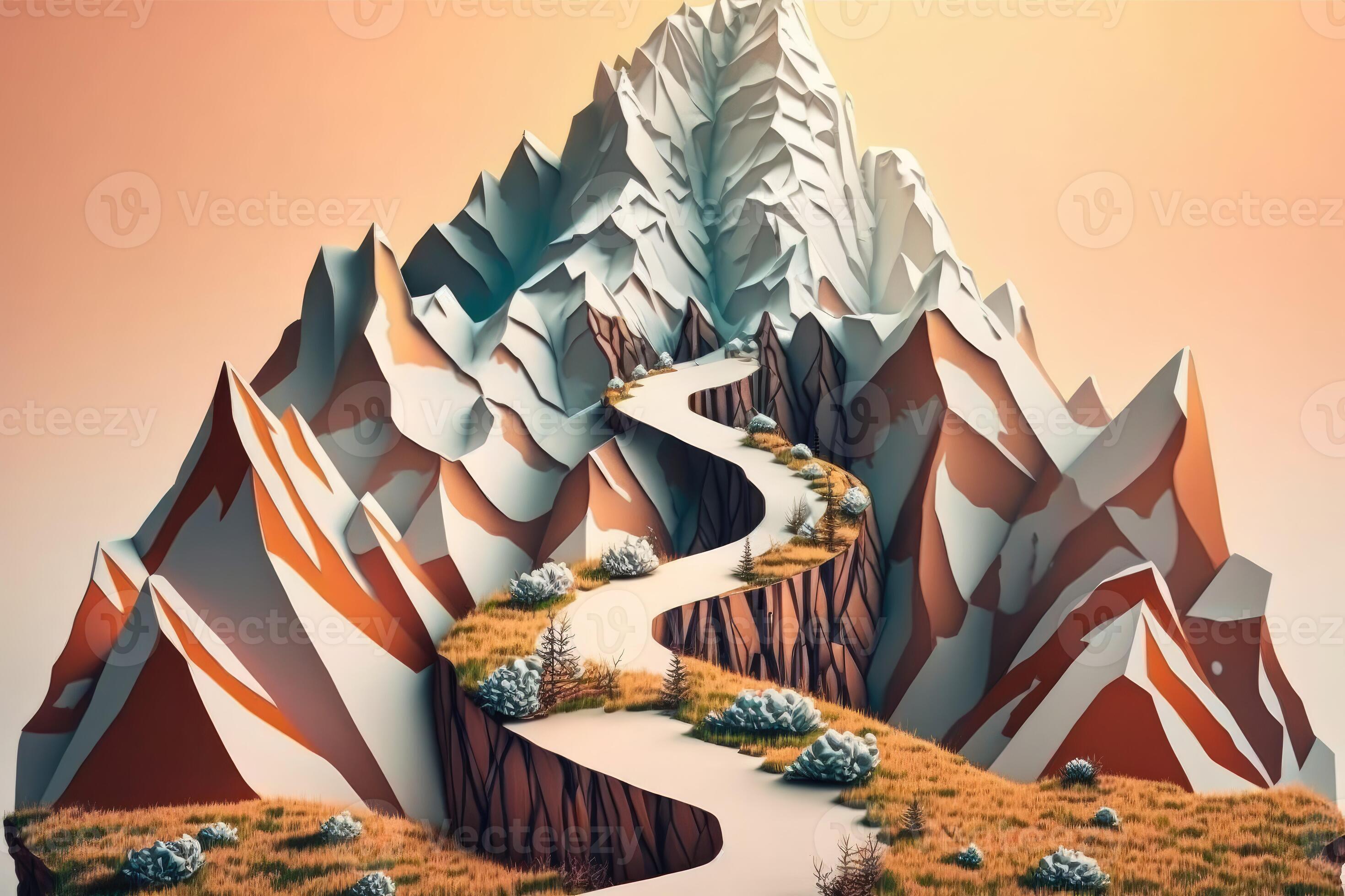 3D path to mountain top. AI Generated 21970685 Stock Photo at Vecteezy