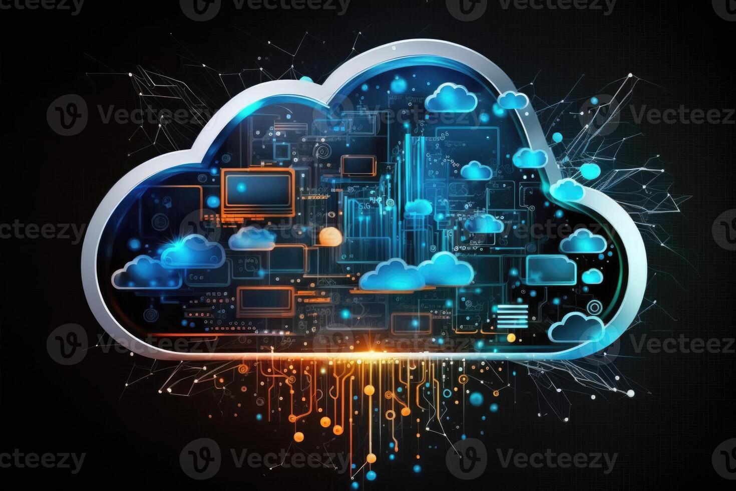 Cloud computing technology concept digital background illustration. 21970713 Stock Photo at Vecteezy