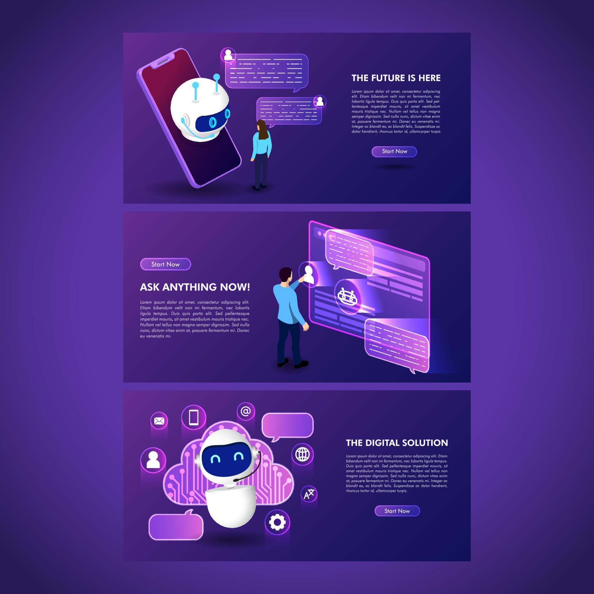 Chat Bot Web Banner For Landing Page Or Digital Marketing 21970758