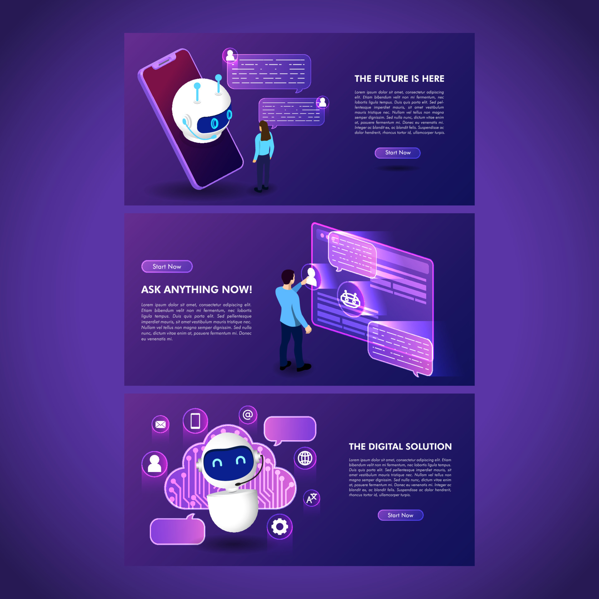 Chat Bot Web Banner For Landing Page Or Digital Marketing 21970758