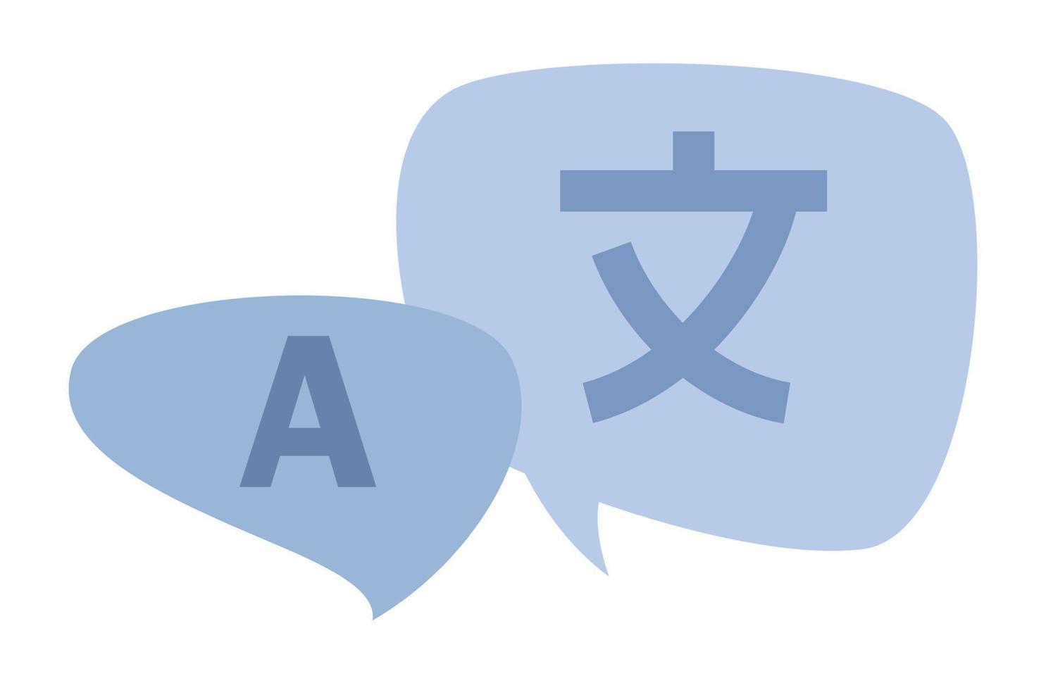 Translation app icon. Chat bubbles with language translation. Online ...
