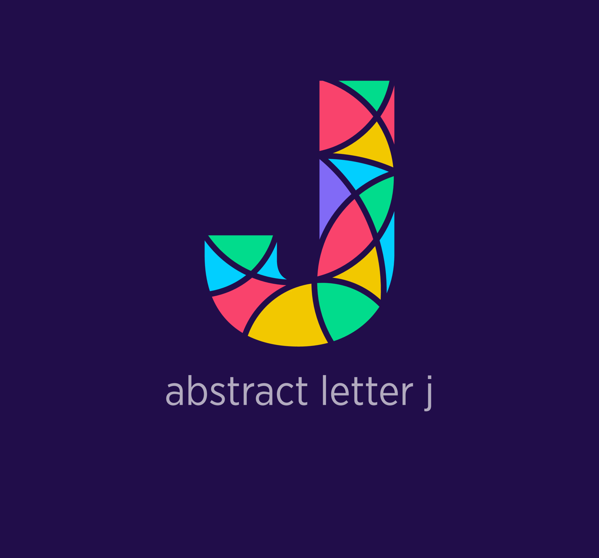 Modern abstract letter j logo icon. Unique mosaic design color transitions. Colorful letter j ...