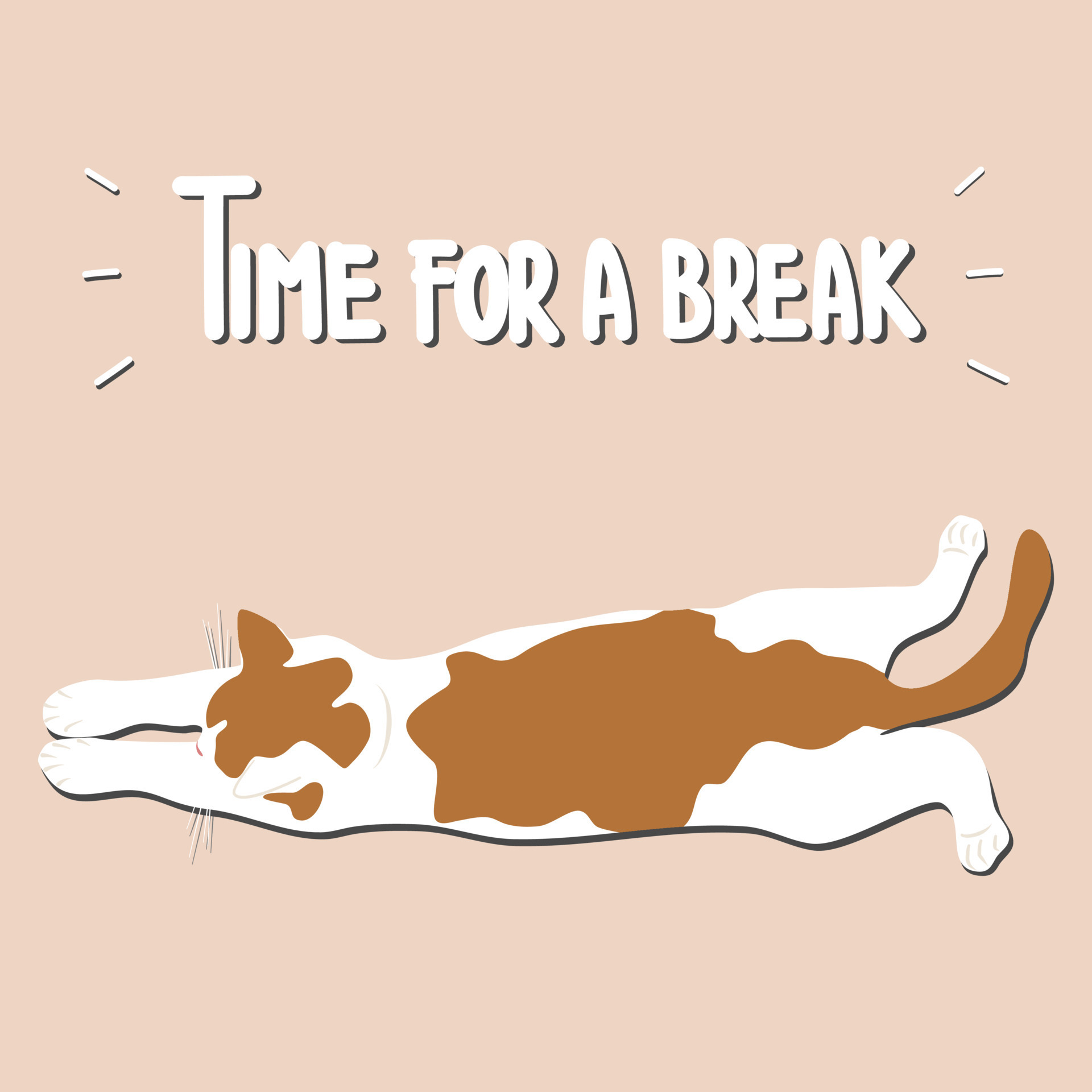 cute hand drawn lettering time for a break text with cartoon character ...