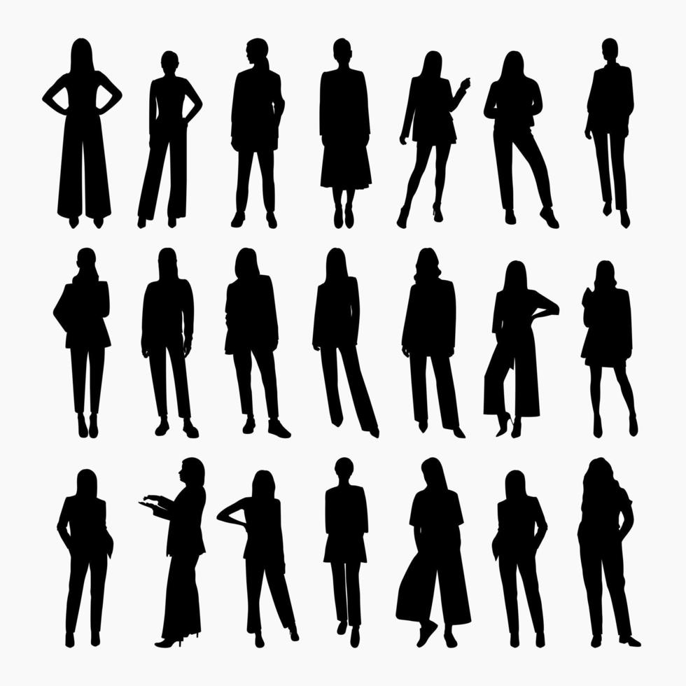 Vector silhouette of a business woman standing, fashion girl silhouette ...