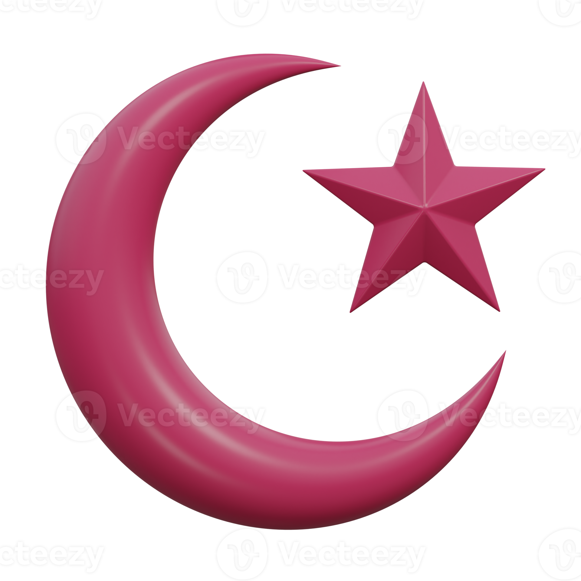 crescent moon and star 3d render icon illustration with transparent background, ramadan 21974845 PNG