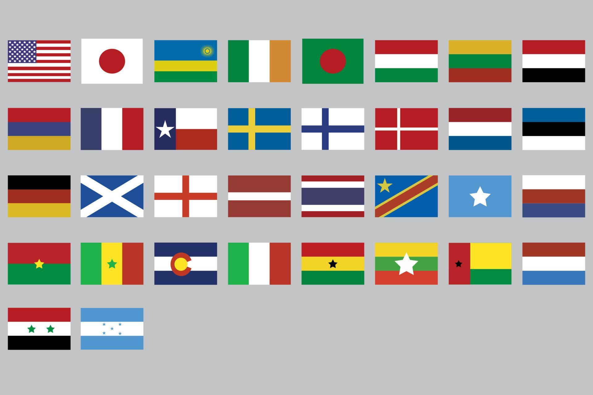 Rectangle flags of the world collection free vector 21976202 Vector Art ...