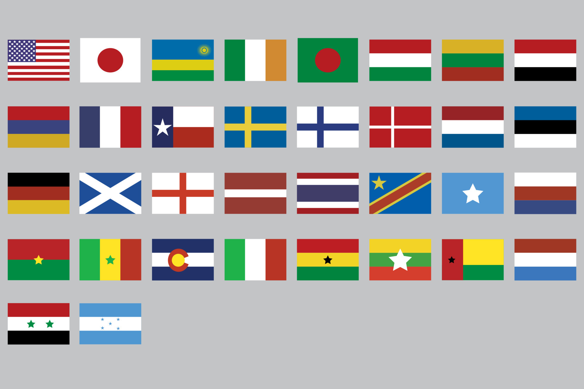 Rectangle flags of the world collection free vector 21976202 Vector Art ...